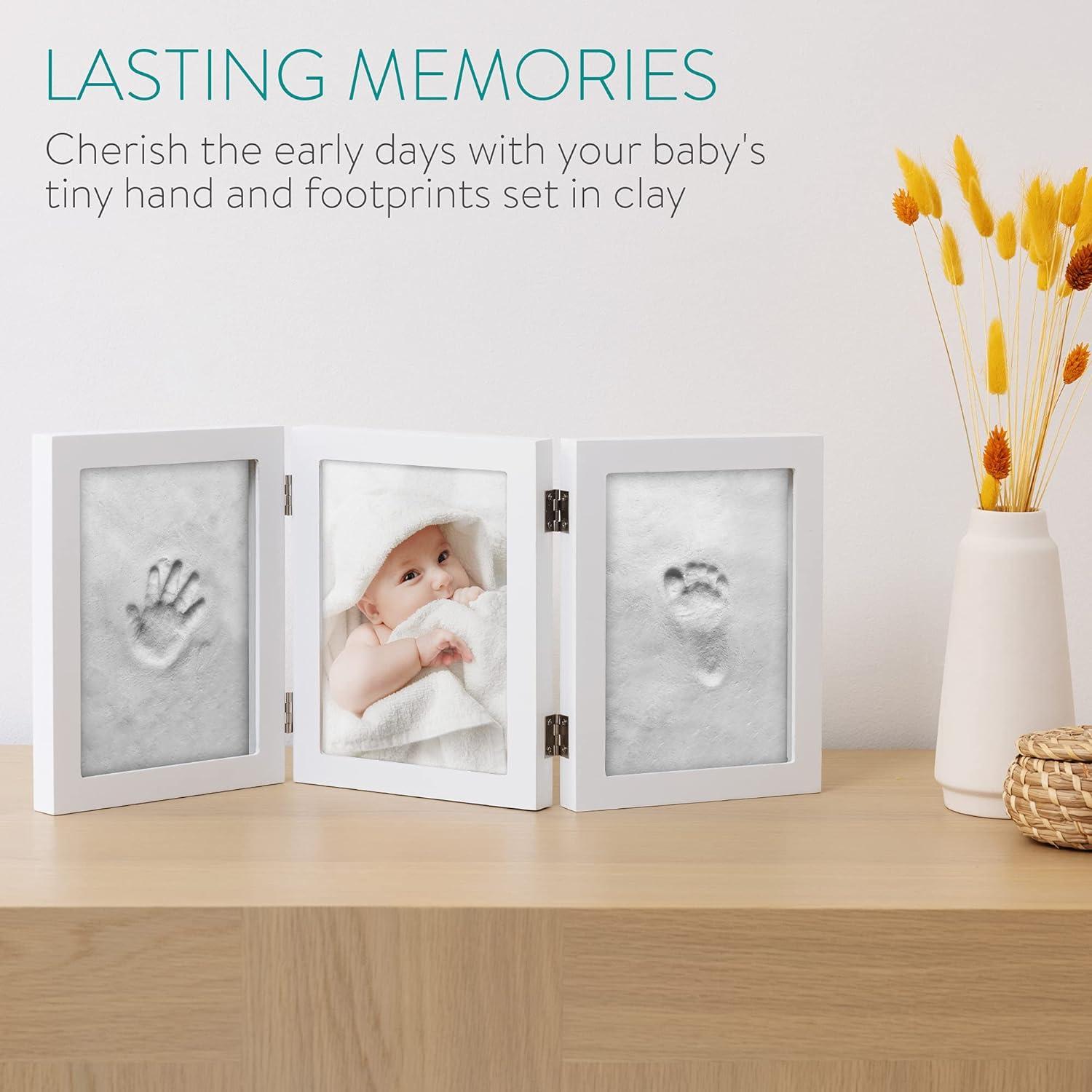 Navaris Baby Handprint and Footprint Kit with Frame and Clay - Newborn ...