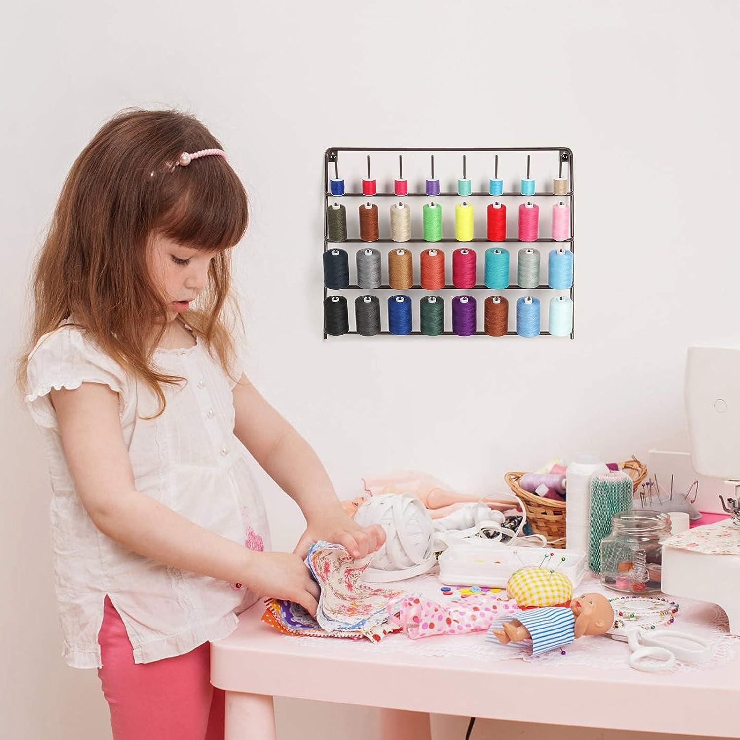 HAITARL 32-Spool Wall-Mounted Metal Sewing Thread Rack | Embroidery ...