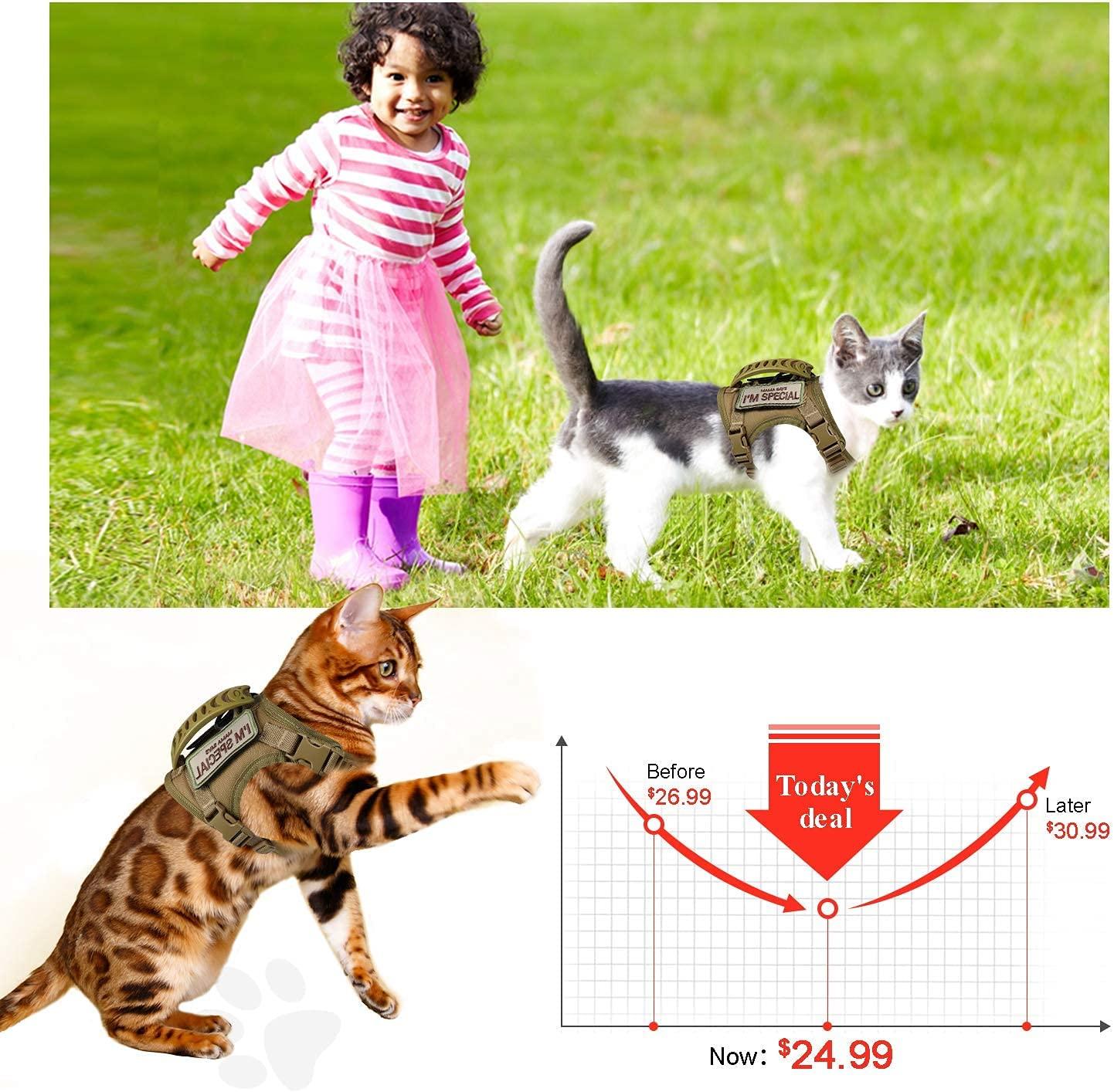Tactical Cat Harness - Escape Proof Soft Mesh Pet Vest for Large Cats ...