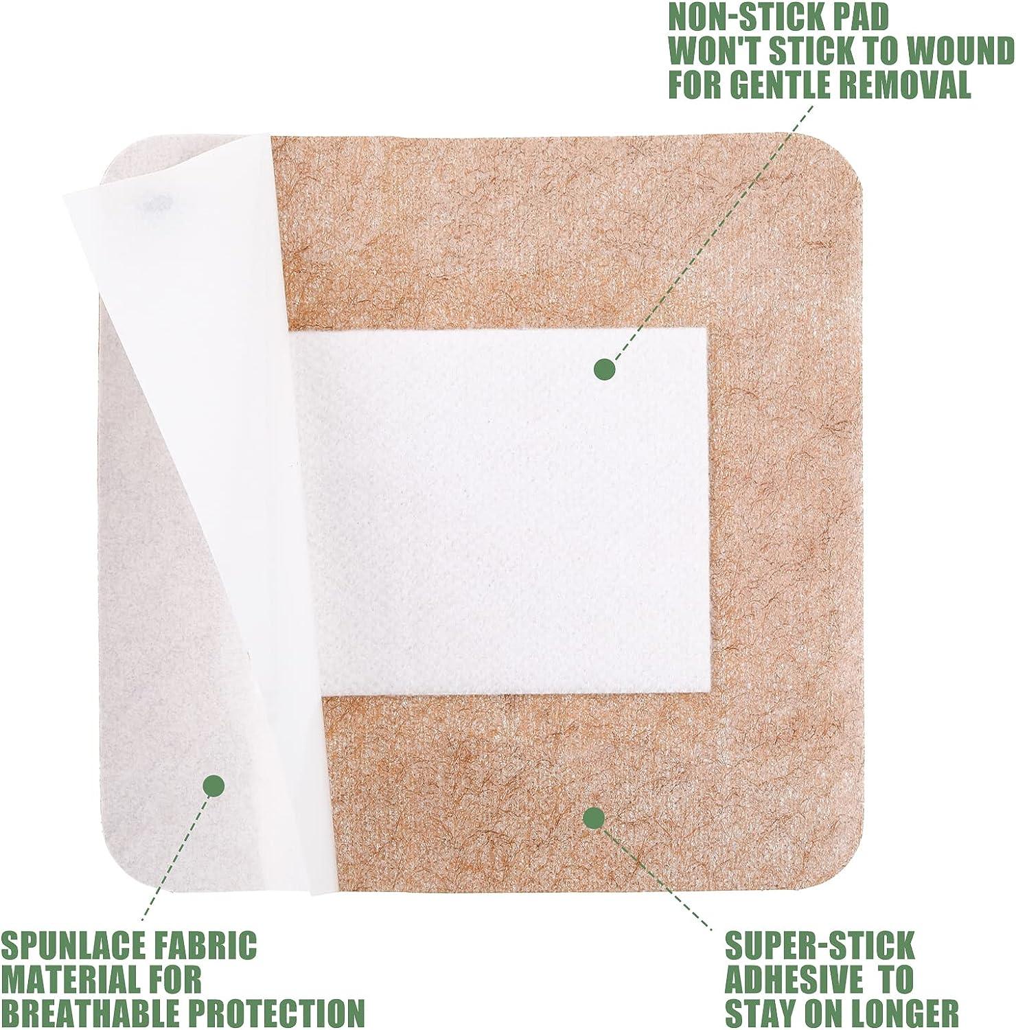 Teling 50 Ps Extra Large Adhesive Fabric Bandages 4x4 Inch - Nonstick ...