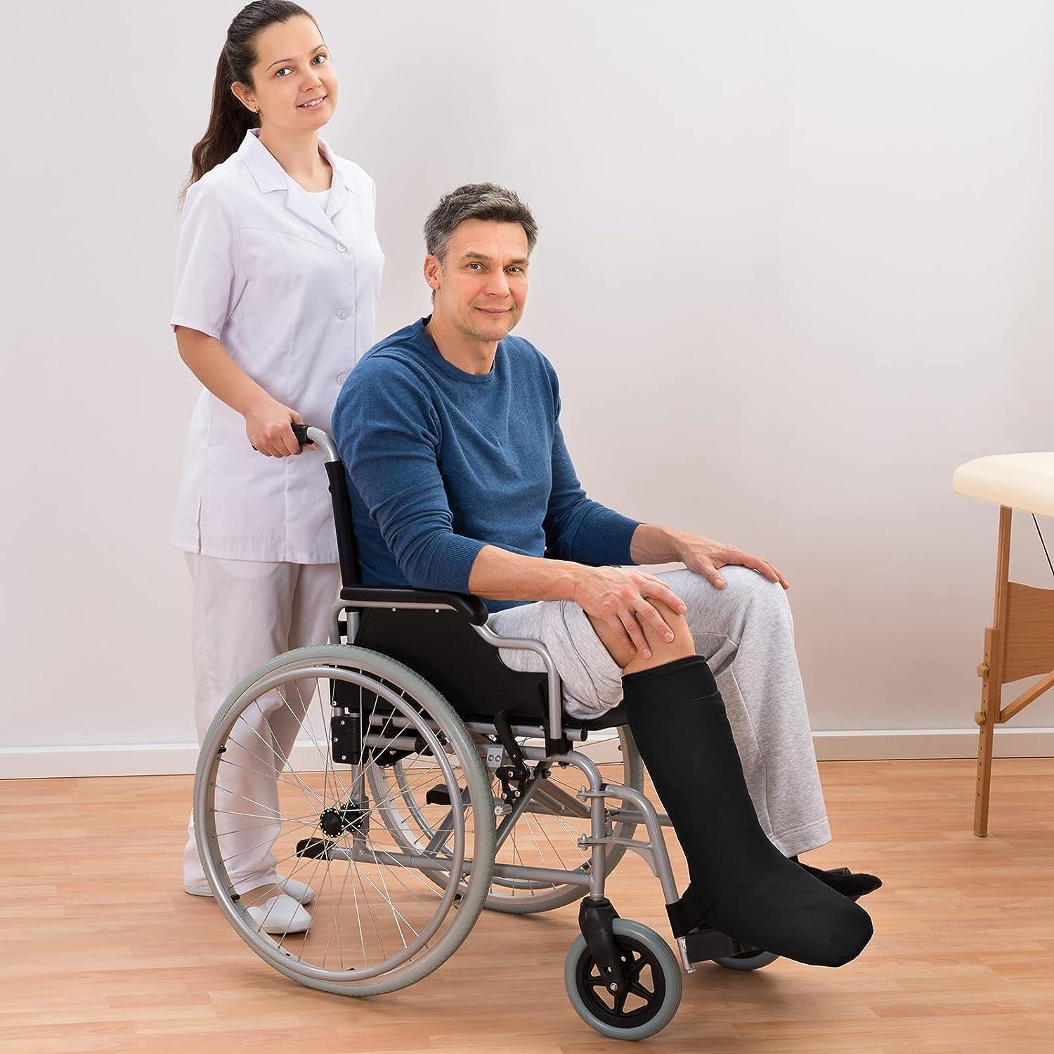 2 Pcs Medium Short Leg Cast Cover - Black Sleeve for Below The Knee ...