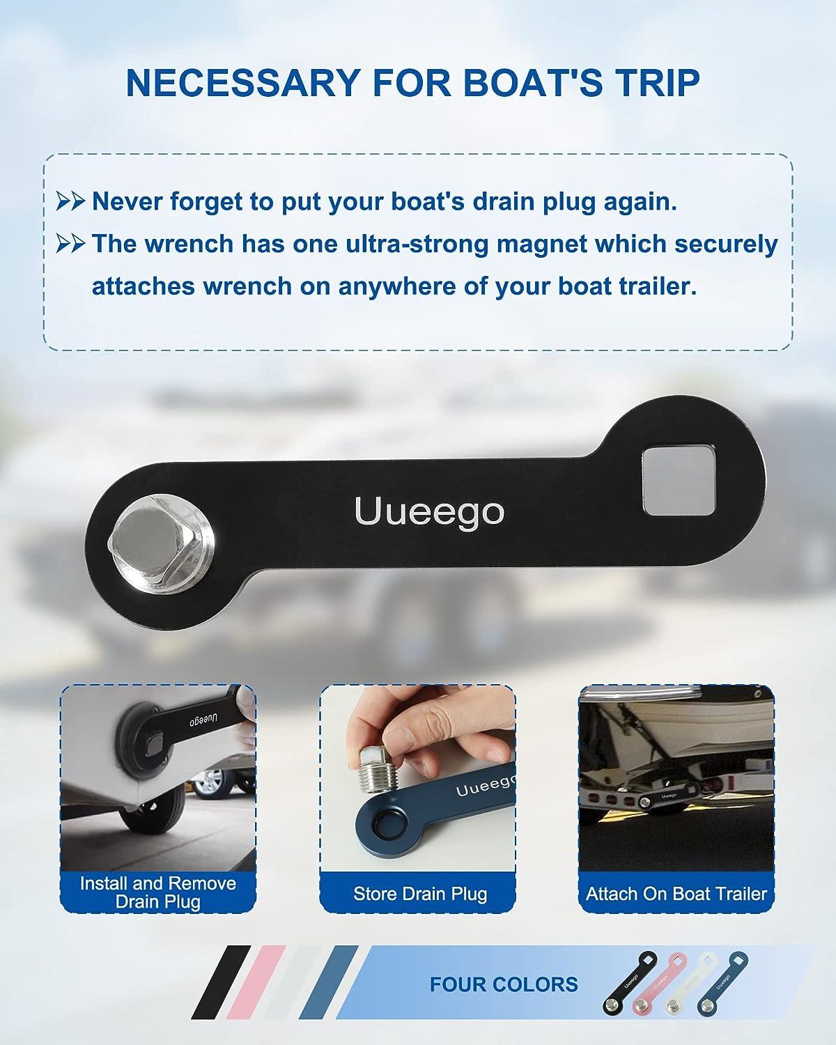 uueeGo Aluminum Boat Drain Plug Wrench | Patented Design | Fits 1/2 ...