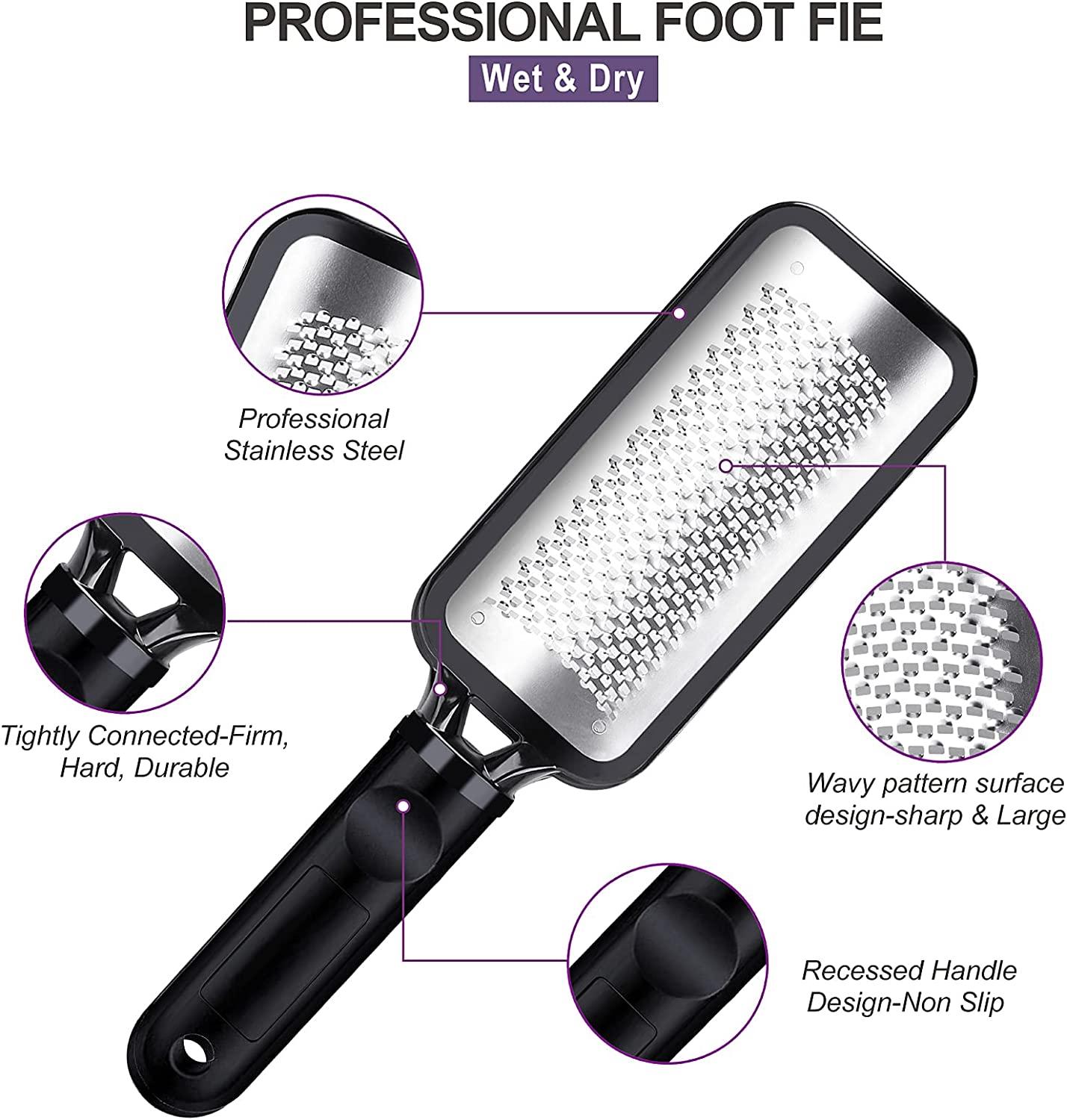 Professional Foot File Set - Portable Foot File with 4 Pack 2-in-1 Foot ...