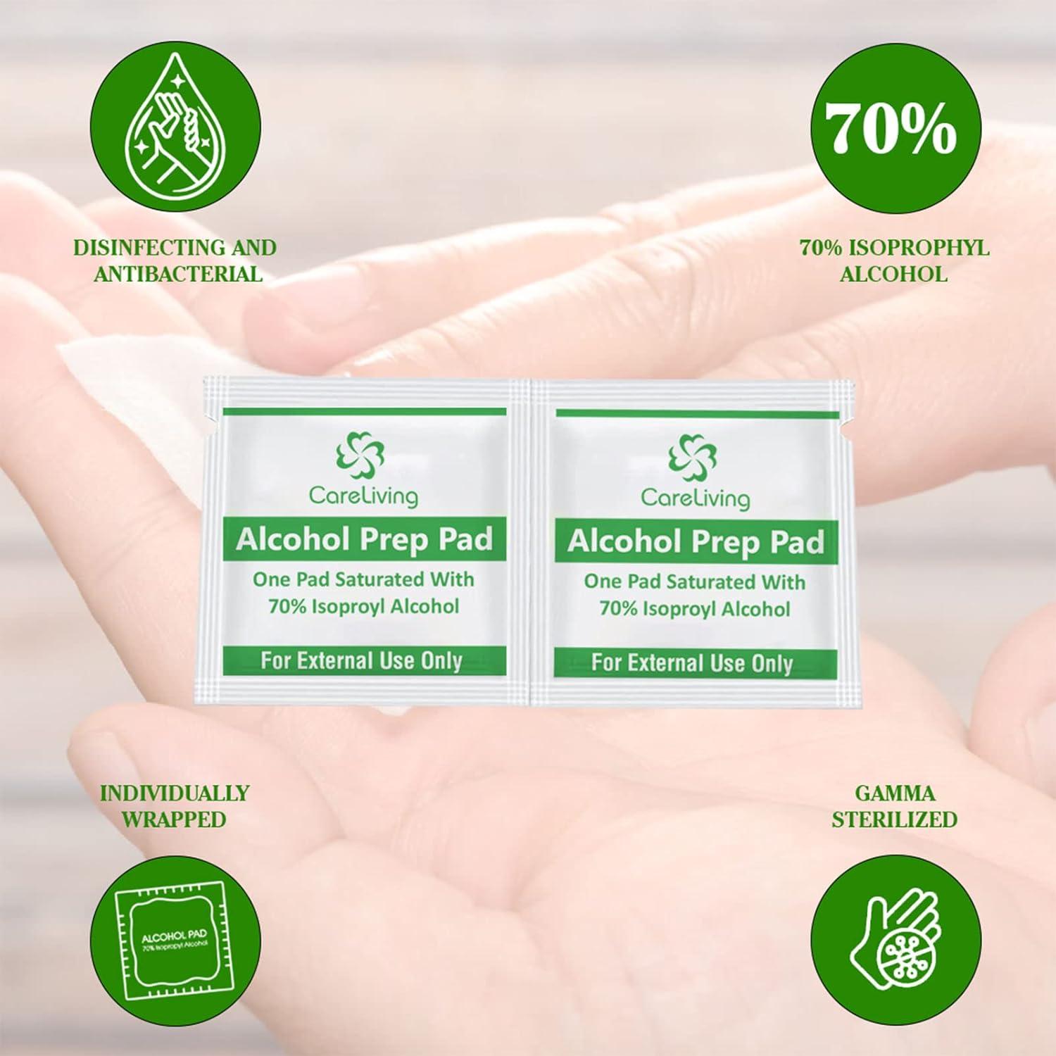 CareLiving 70% Isopropyl Alcohol Prep Pads - 400 Pack, Medical-Grade ...