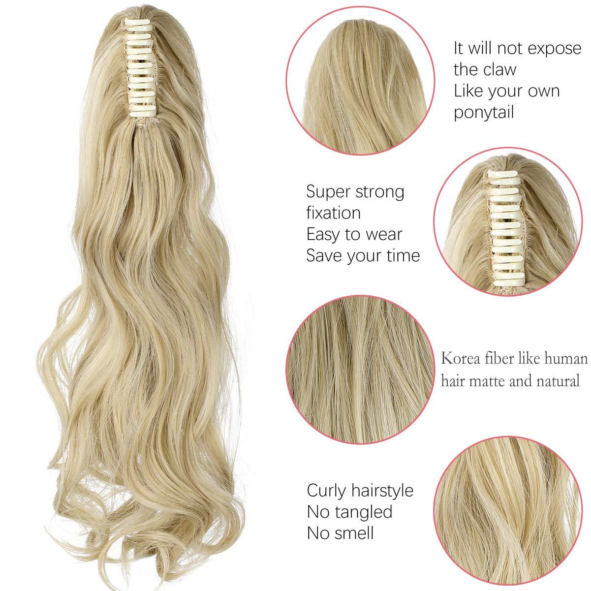 Ponytail Extension Clip in 18-20 Inch Long Wavy/Straight Wrap Around ...