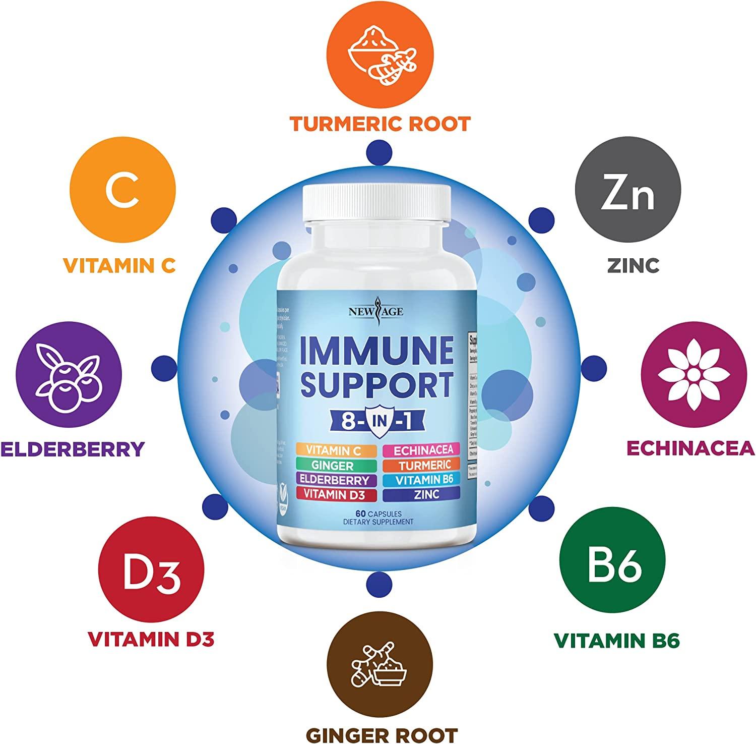 Immune Support Supplement Bundle - Elderberry, Vitamin C, Zinc, D ...