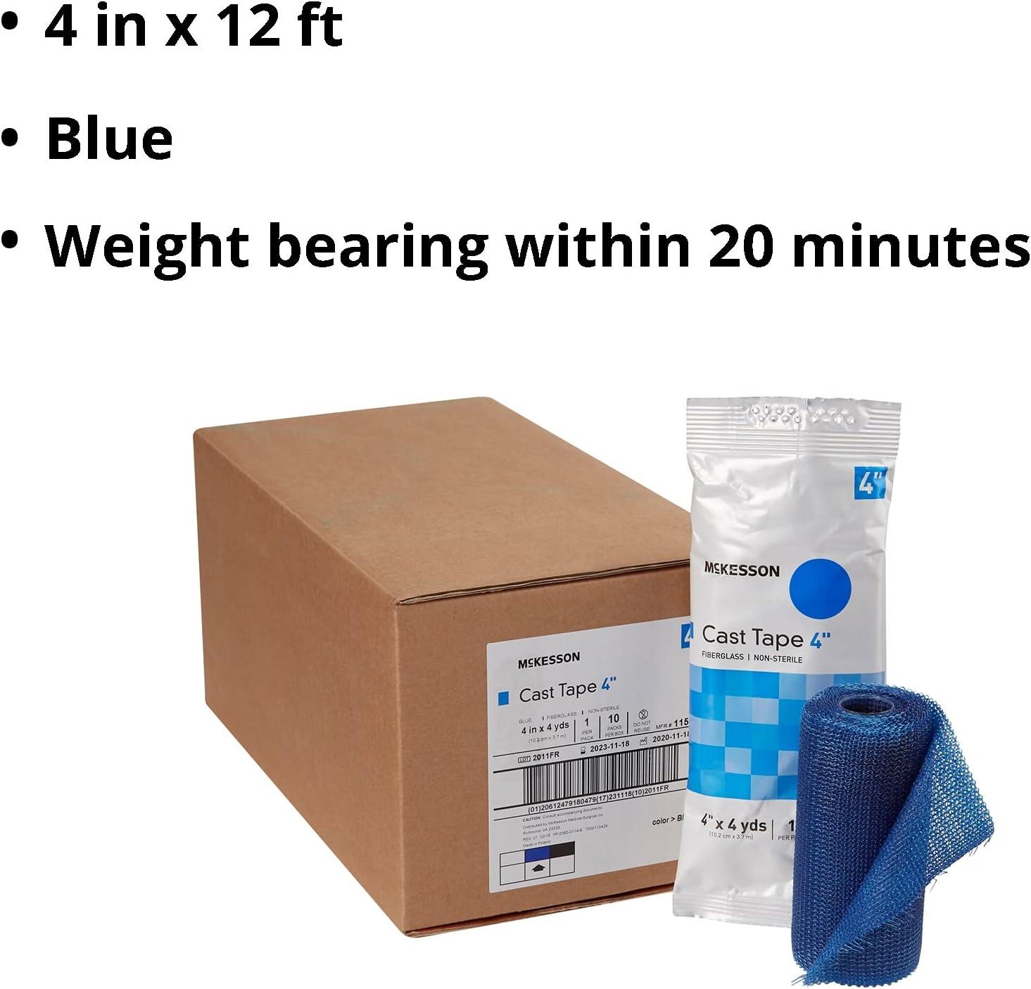 McKesson Blue Fiberglass Cast Tape 4 x 4 yds - 10 Packs (10 Count ...