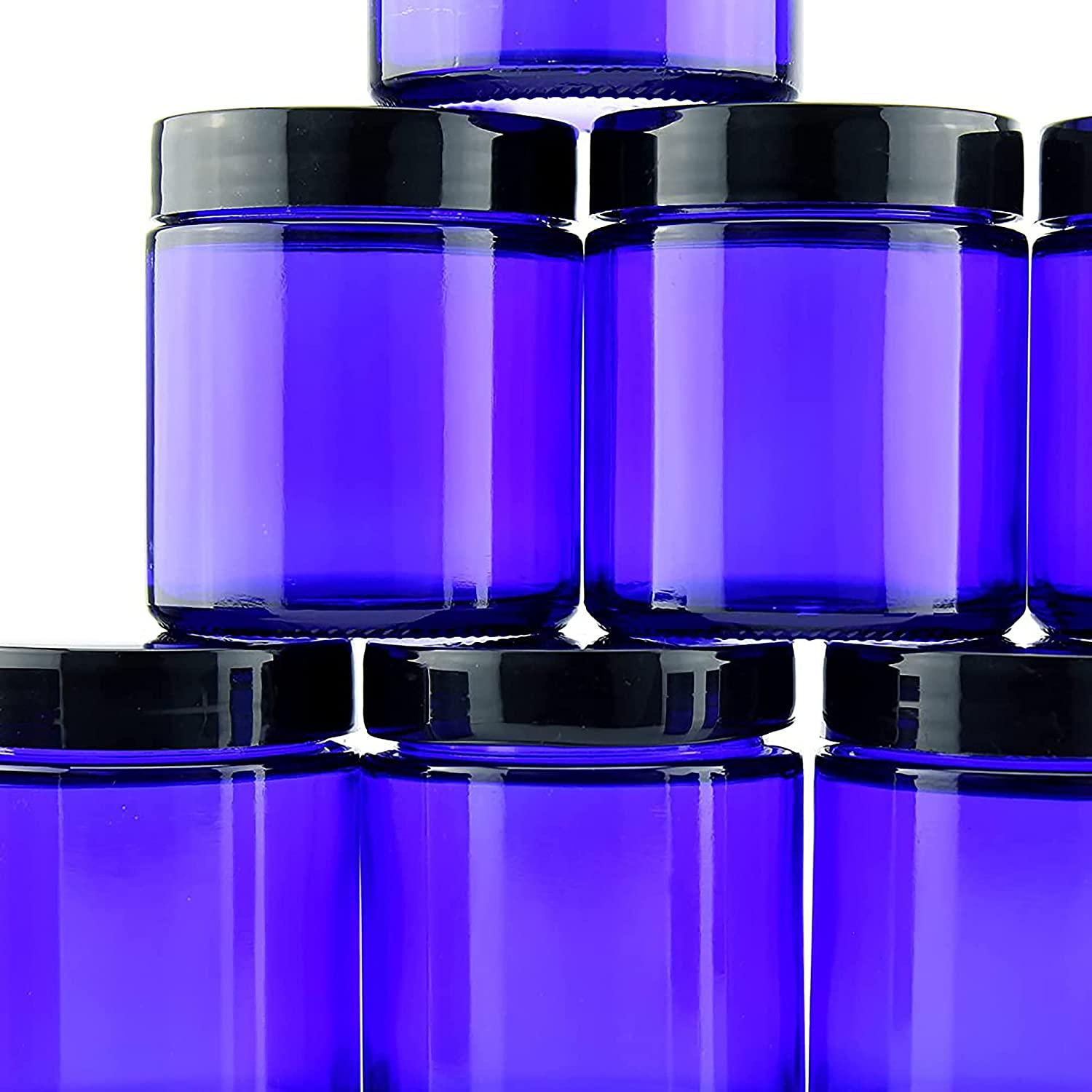 4oz Cobalt Blue Glass Cosmetic Jars (12-Pack) | 120ml Capacity | BPA ...