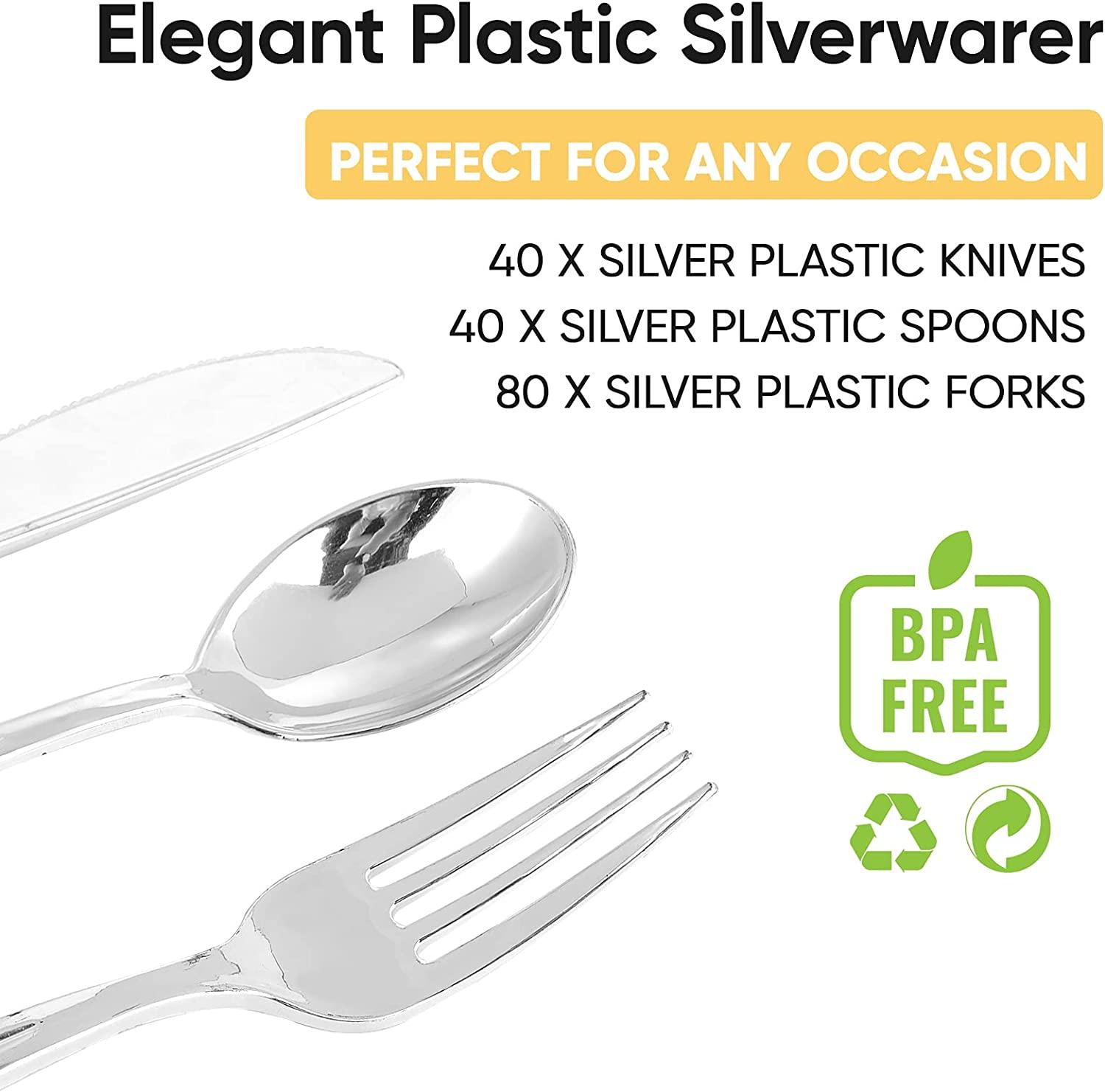 silver plastic knives
