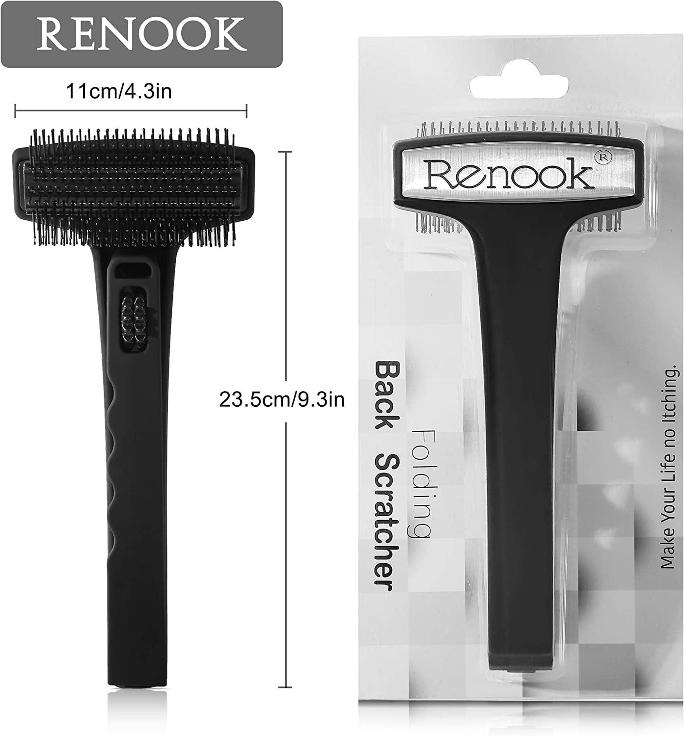 RENOOK Folding Back Scratcher with Oversized Bristled Head and Massage ...