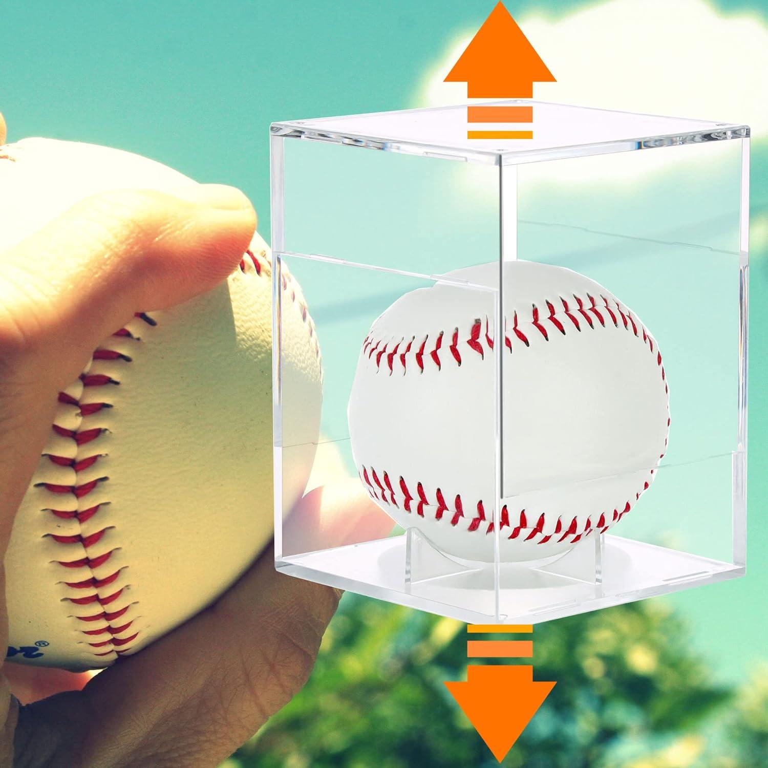 TERDEWE 2 Pack Baseball Display Case - UV Protected Clear Acrylic Box ...