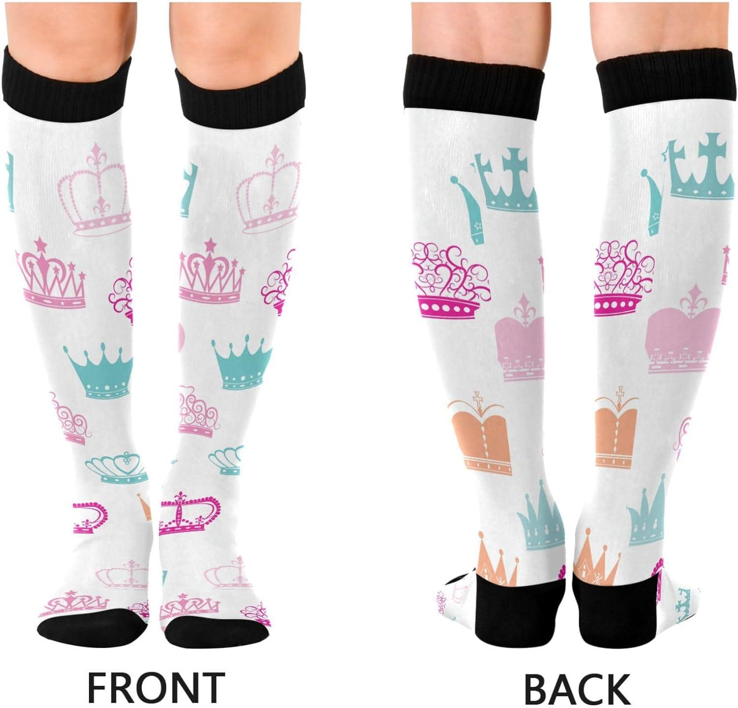 Haskirky High Elasticity Compression Socks - Princess Crown Design ...
