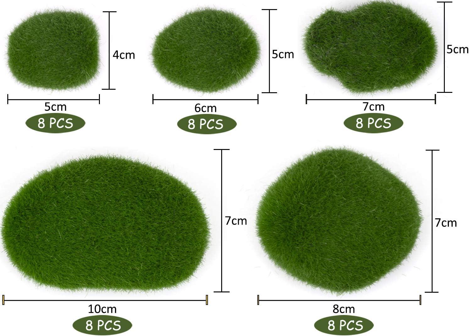 Nicunom 40 Pcs Artificial Moss Rocks - Faux Green Stones for Garden ...