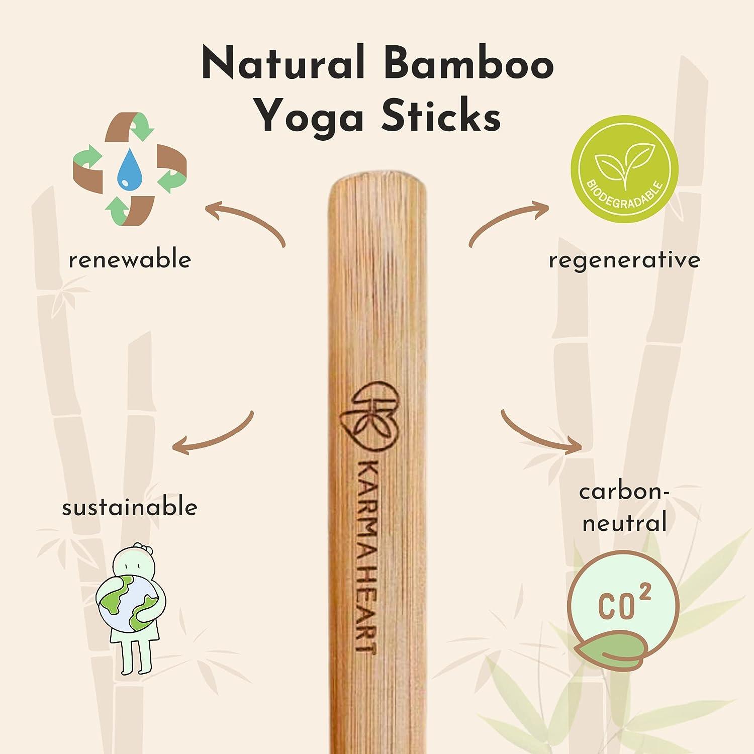 Karma Heart Pranayama Yoga Stick (2ft 2in) - Natural Bamboo Stretch Bar ...