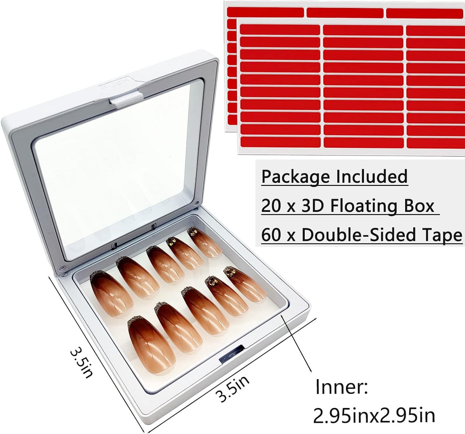 2023 Newest Press On Nail Storage Box Set | 20 Pack 3D Floating Display ...