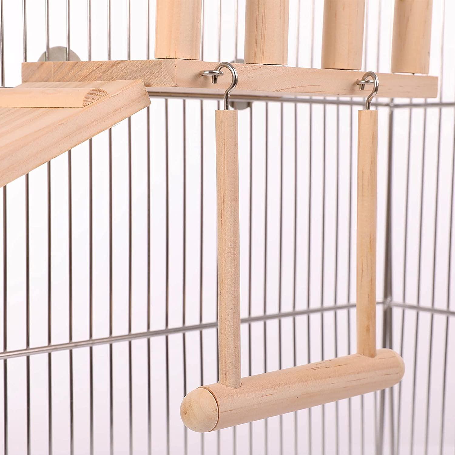 Bird Perches Cage Toys Play Gyms Stands with Climbing Ladder & Swing ...