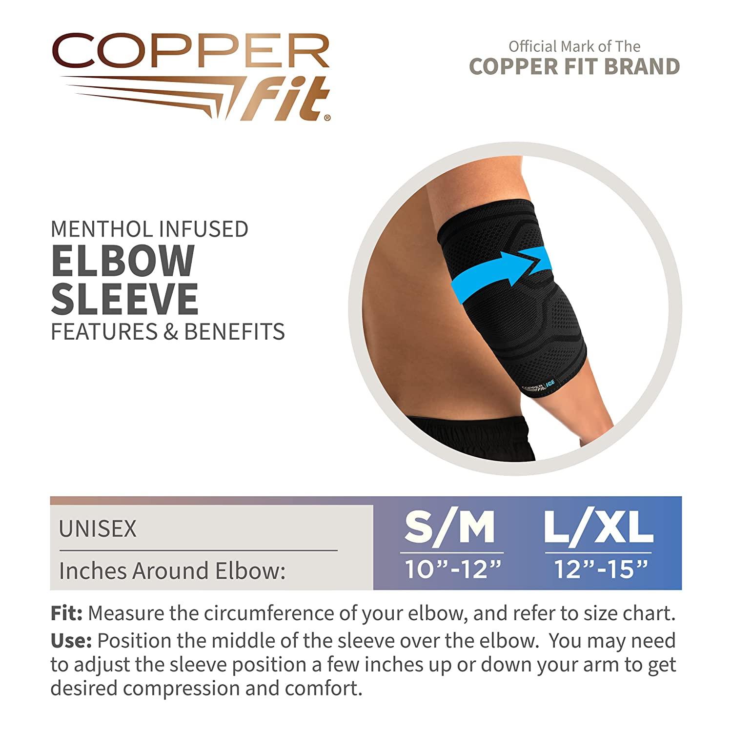 Copper Fit ICE Elbow Compression Sleeve - Menthol & CoQ10 Infused ...