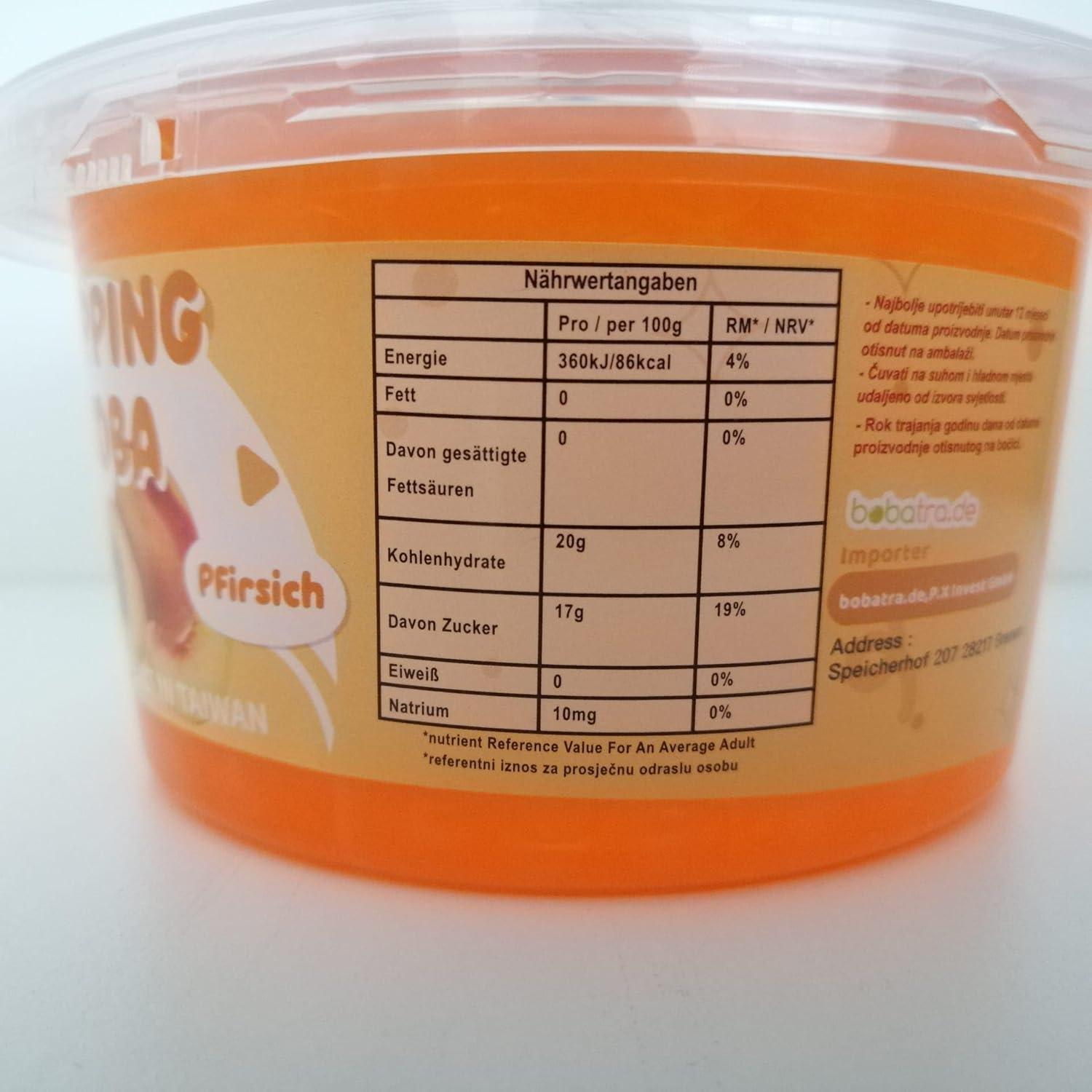 Premium Bubble Tea Popping Boba Pearls 490g - Original Taiwanese Peach ...