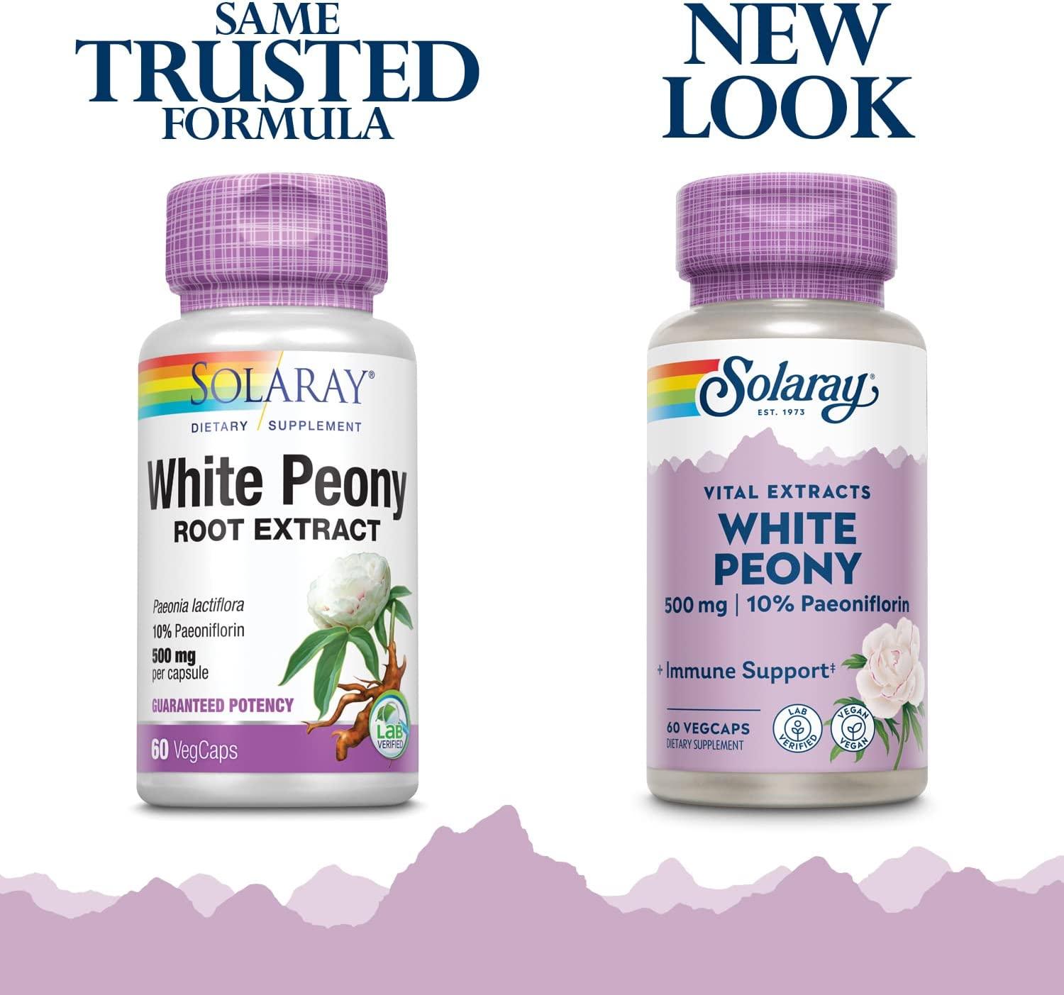 Solaray White Peony Root Extract 60 VegCaps - Pure and Potent Formula ...