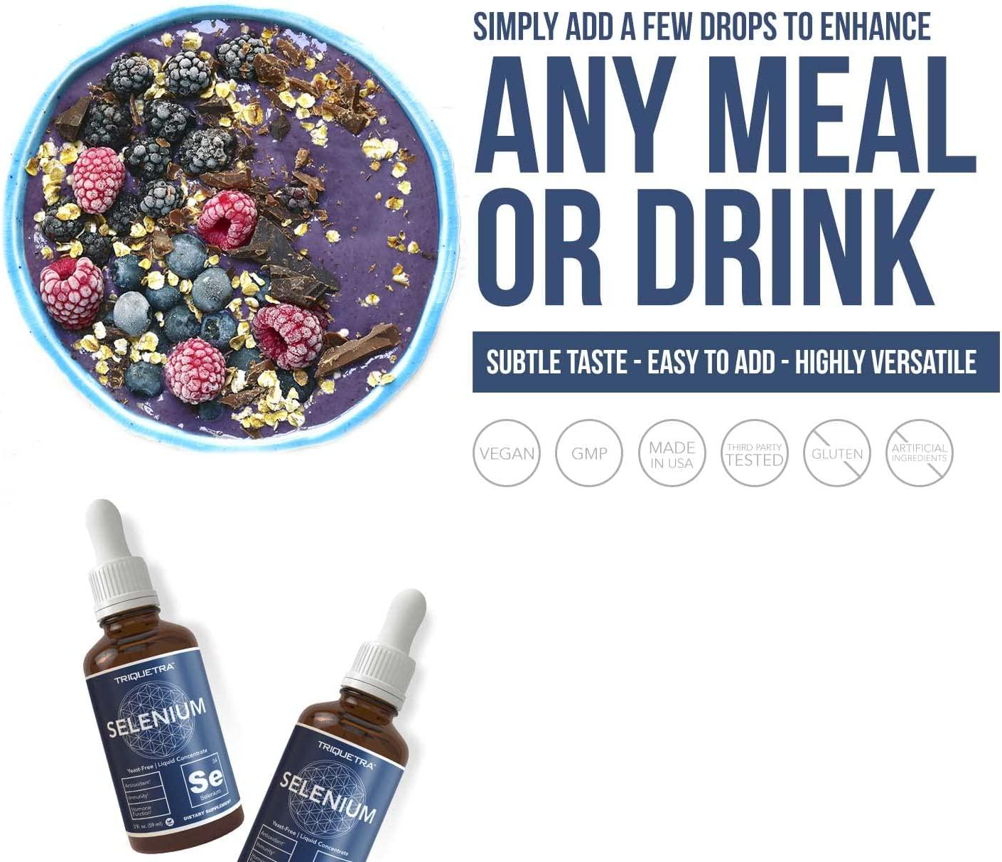 Selenium 200 mcg Selenomethionine Liquid | 300 Servings Vegan Glass ...