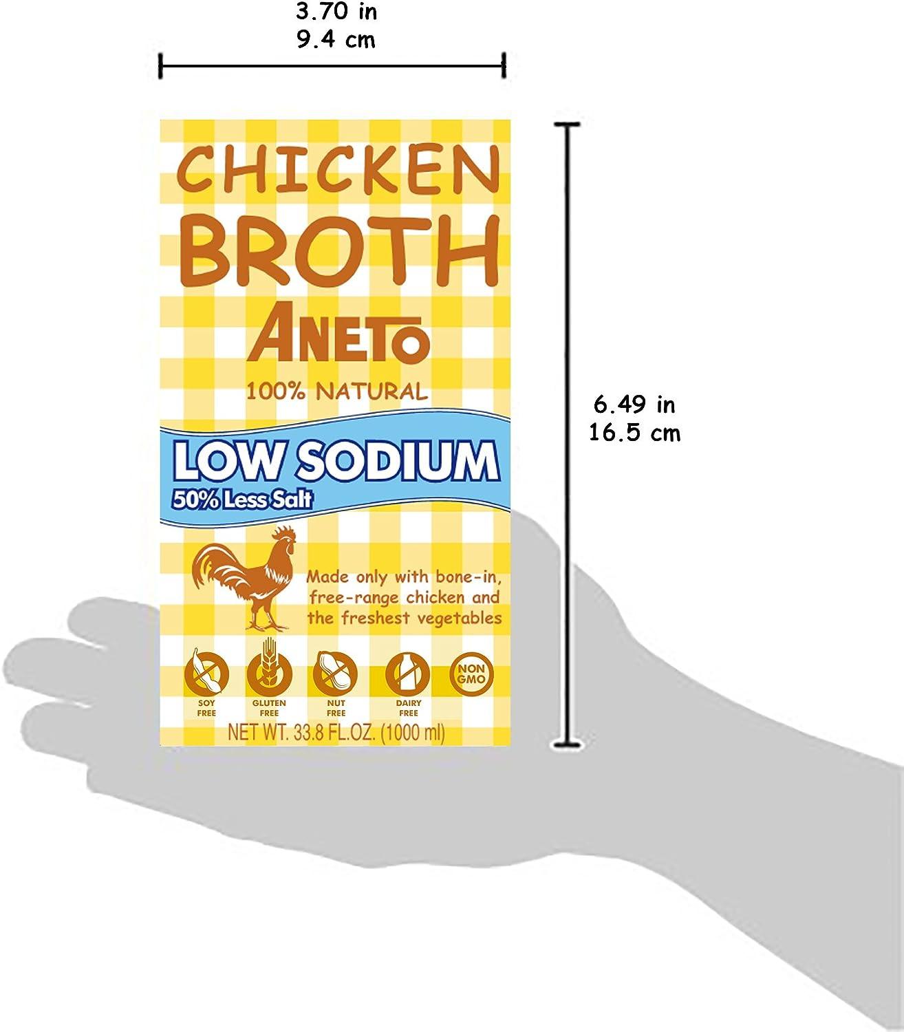 Aneto Low Sodium Chicken Broth 34 Fl Oz - 100% Natural (Pack of 6 ...