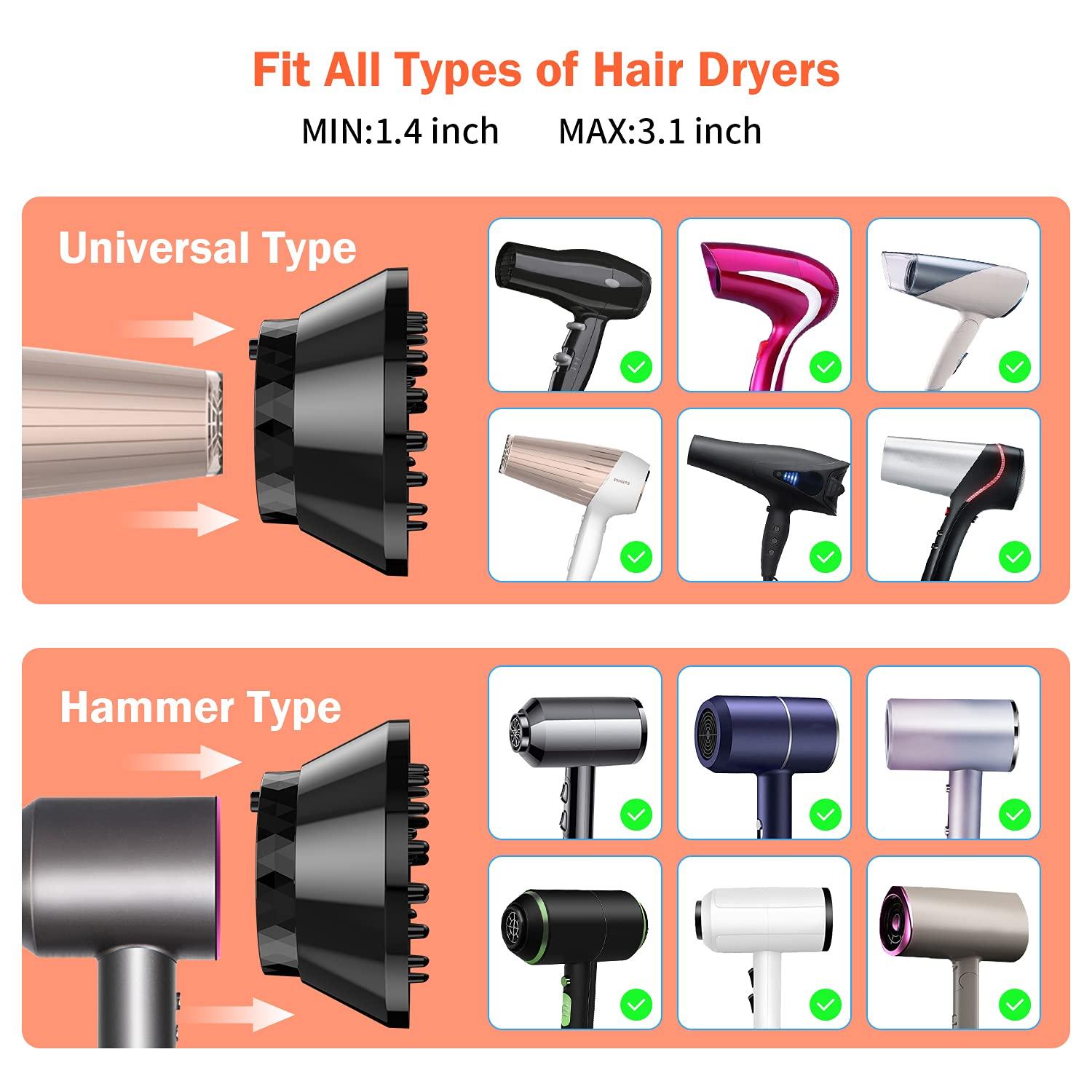 Universal Hair Diffuser for Curly & Natural Hair - Black | Adjustable ...