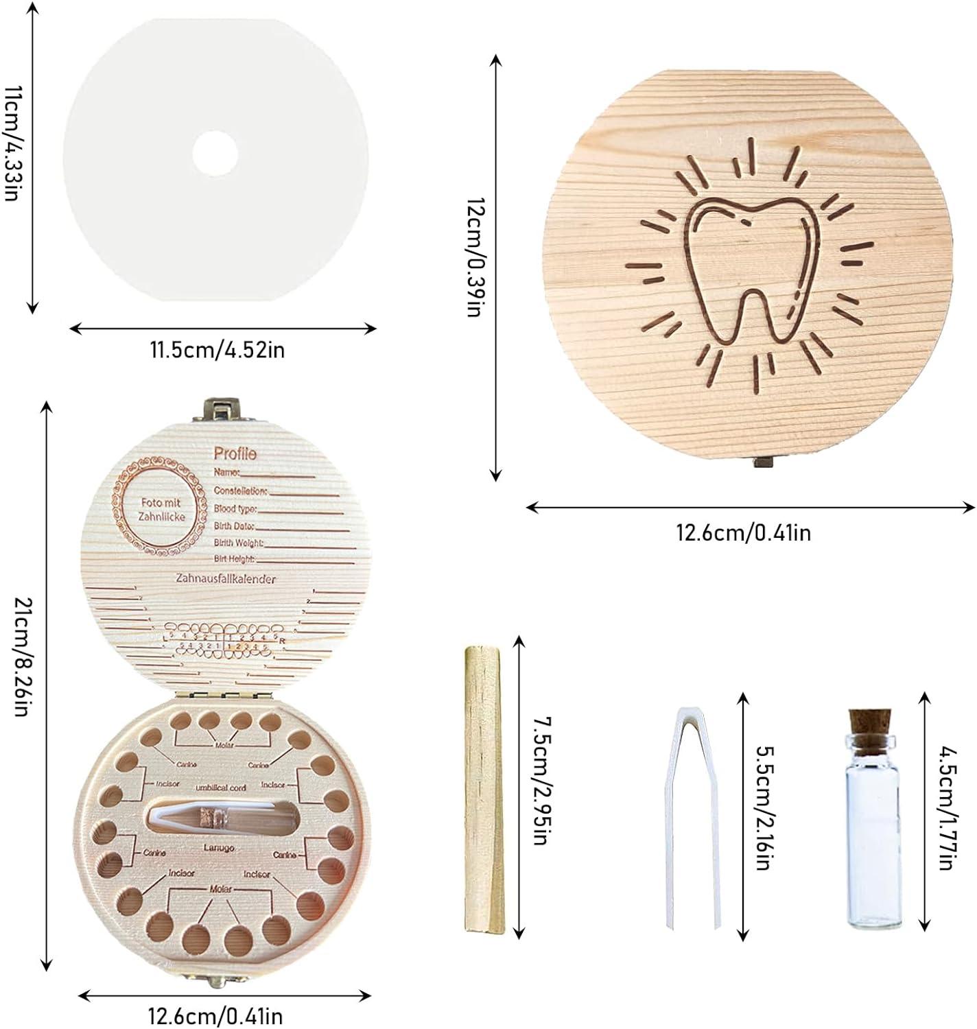 DINGFENG Kids Tooth Keepsake Box - Wooden Baby Teeth Holder and Tooth ...