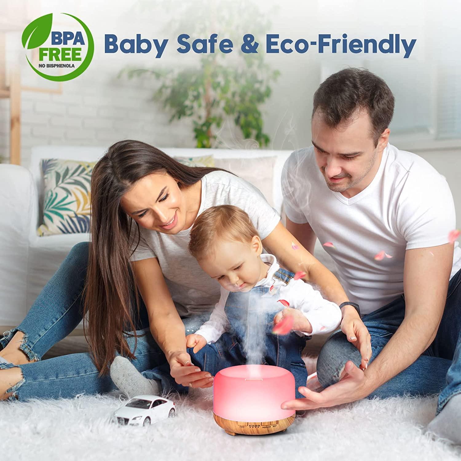 YIKUBEE 500ml Essential Oil Diffuser for Large Rooms - Home Aromatherapy with Cool Mist (Yellow ...