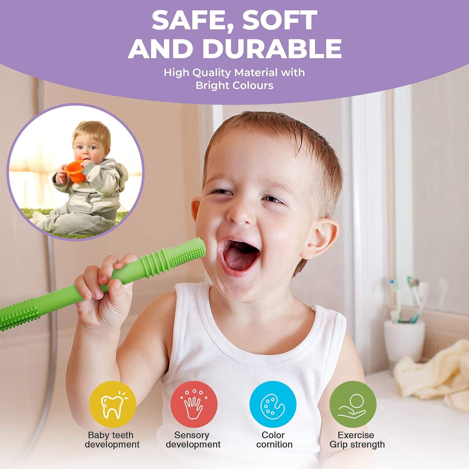 Samar Valley Teething Tubes - Pack of 4 Silicone Baby Straws for ...