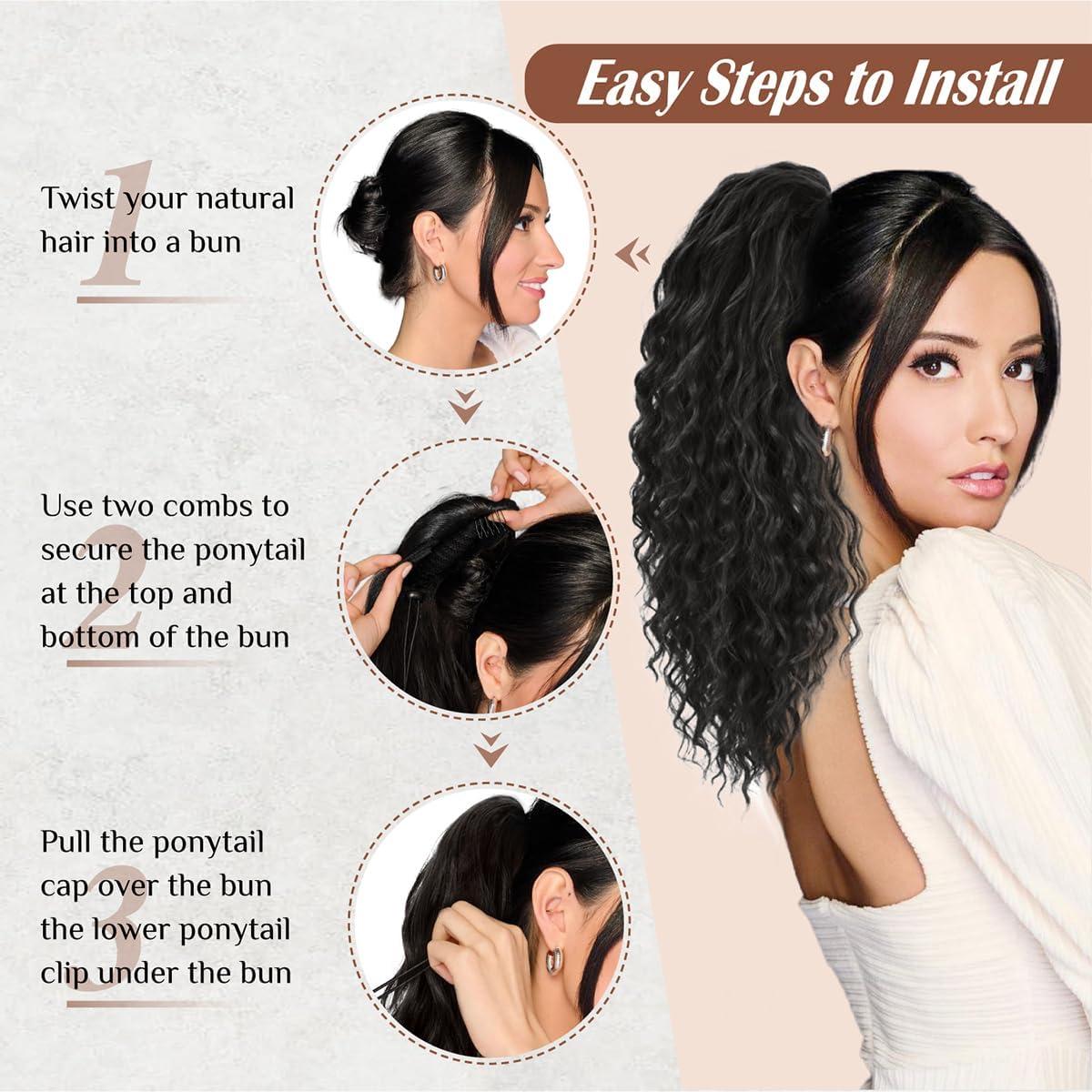 Allyreetress Afro Curly Ponytail Extension Long Wavy Curly Drawstring ...