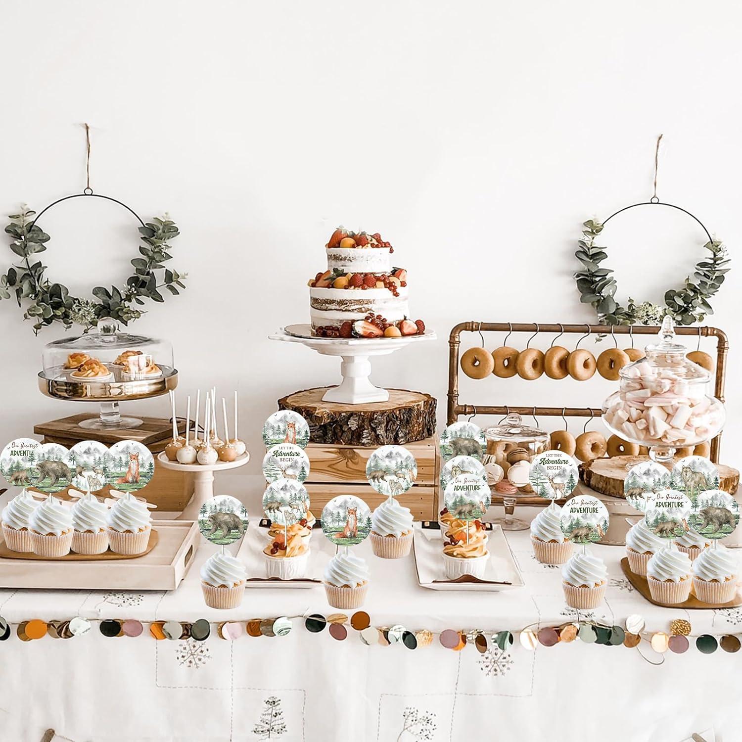 Let the Adventure Begin Baby Shower Decorations - 24pcs Woodland ...