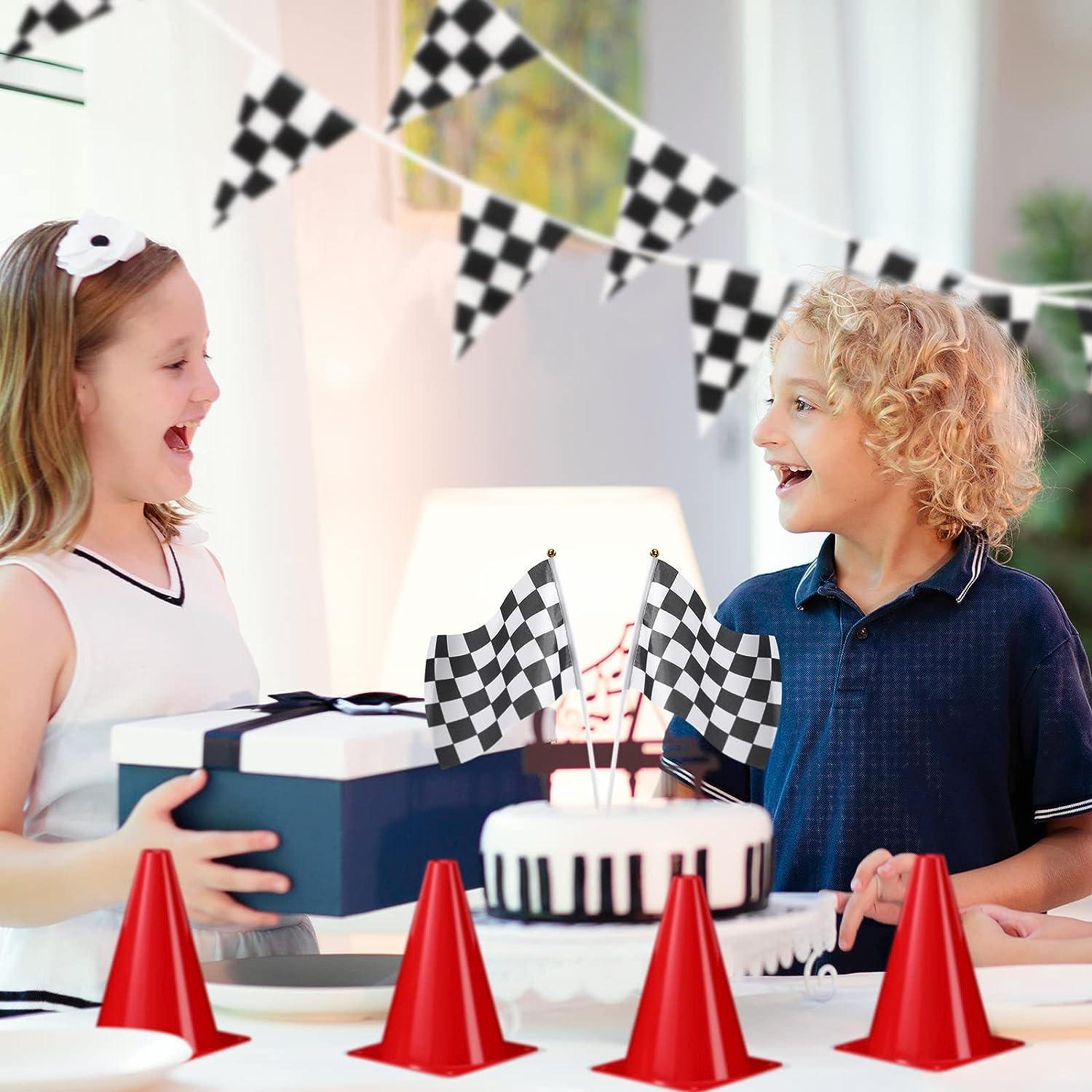 Skylety Traffic Cones and Racing Checkered Flags Set - 12 Cones, 12 ...