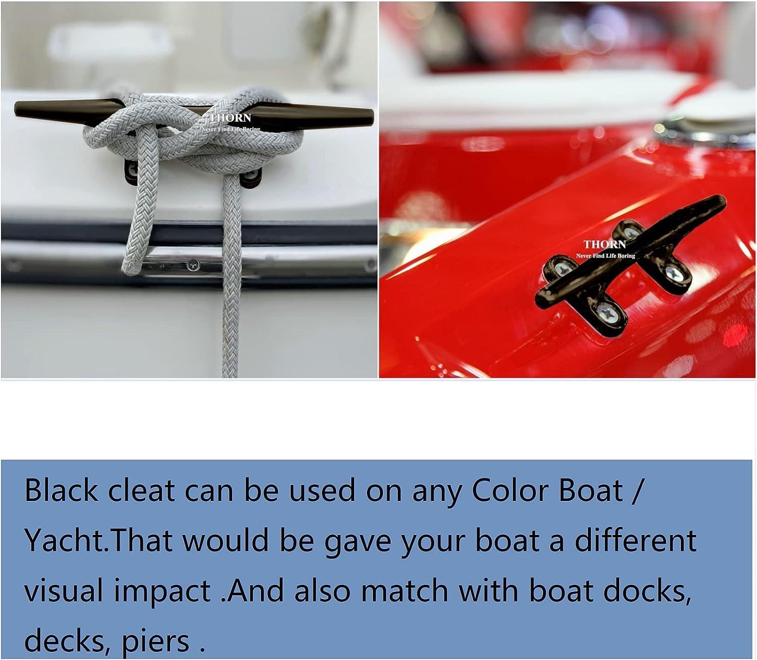 316 Stainless Steel Black Cleat Dock Marine Open Base Cleats 5 Inch ...