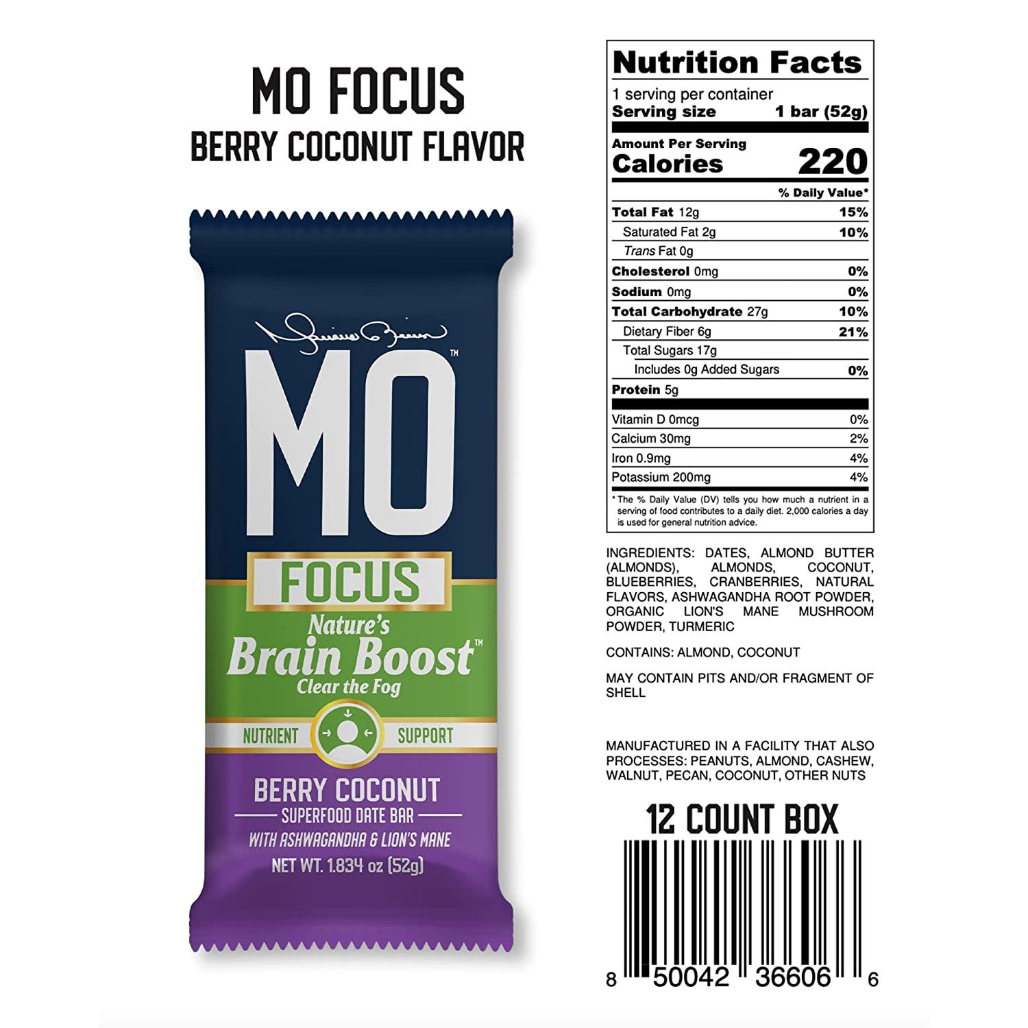 MO FOCUS BARS - All-Natural Superfood Date Bar with Ashwagandha & Lion ...