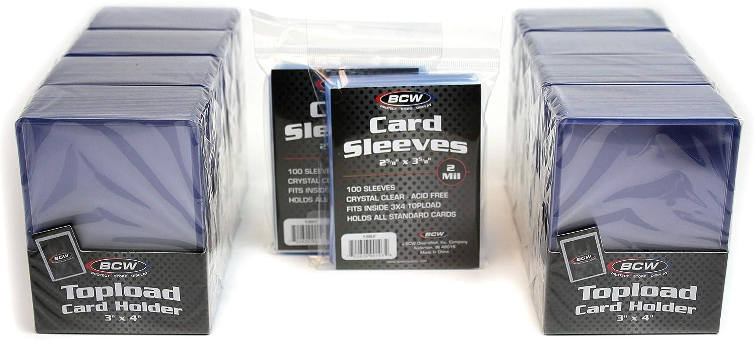 200-Count BCW Card Toploaders with Card Sleeves - Premium Protection ...
