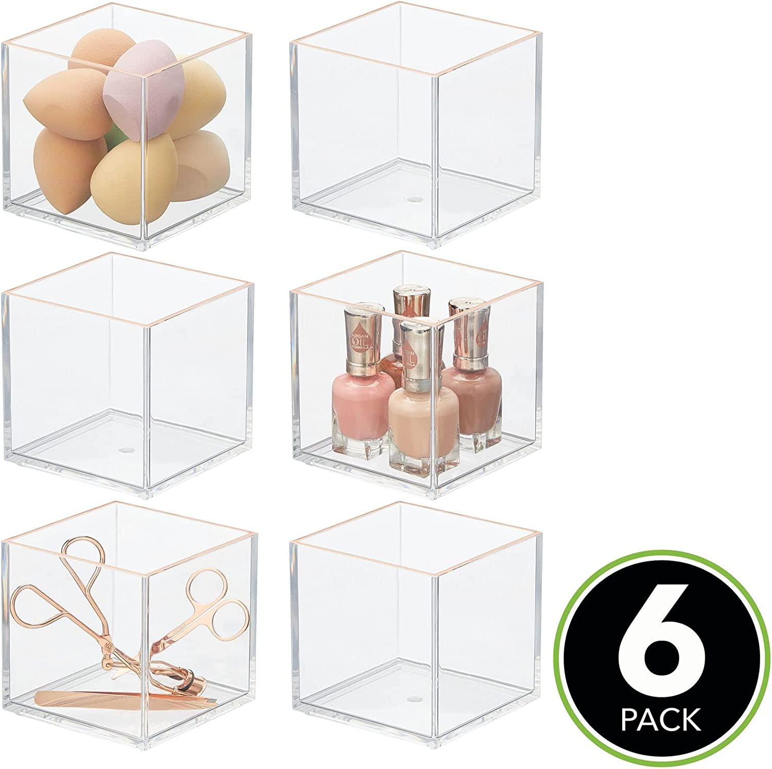mDesign Prism Collection Cosmetic Organizer - 6 Pack, Clear/Rose Gold ...