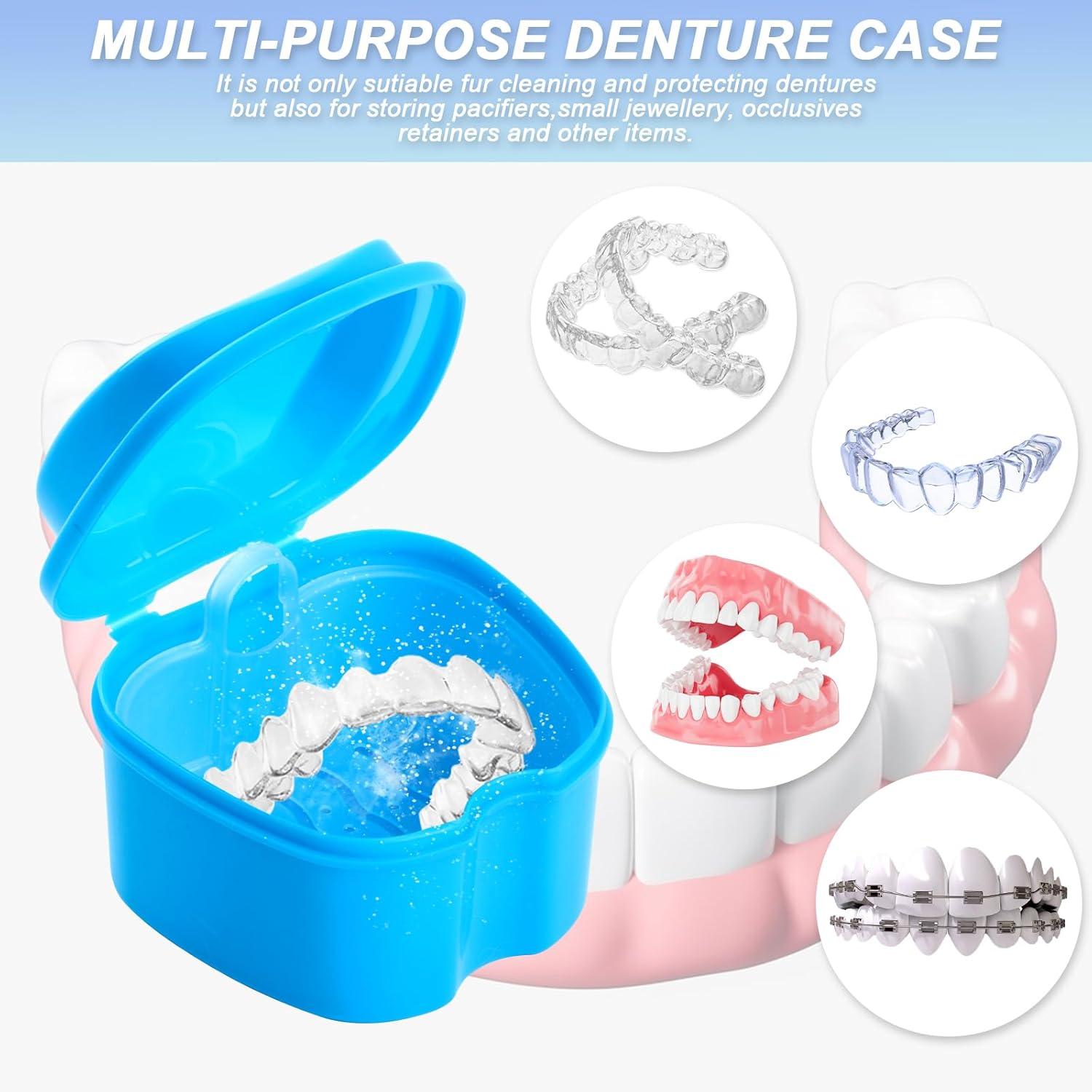 2 PC Denture Storage Box Set | Portable Braces Container & Tooth Rail ...