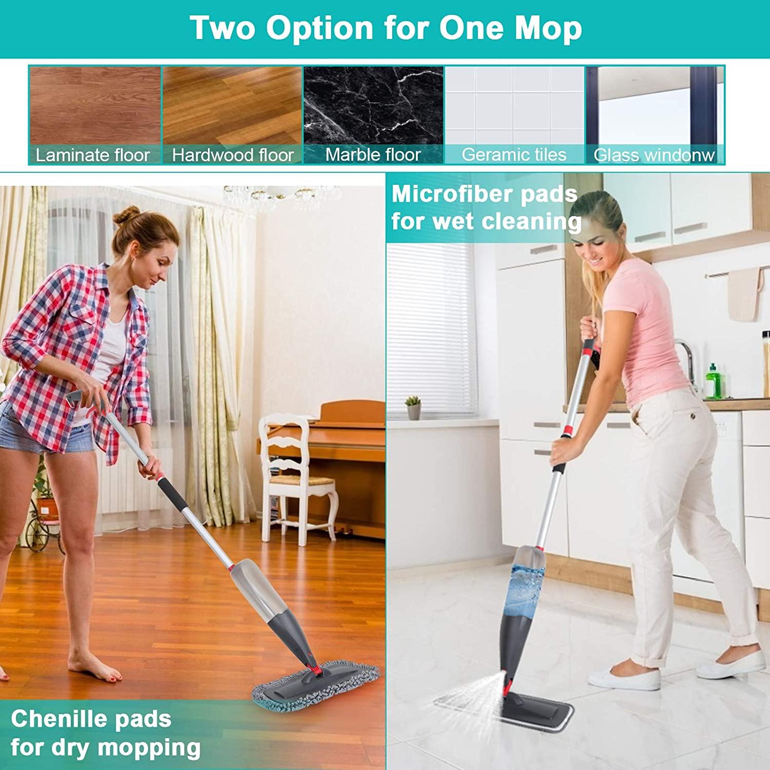 Spray Mop for Floor Cleaning with 3 Washable Pads - Wet Dry Microfiber ...