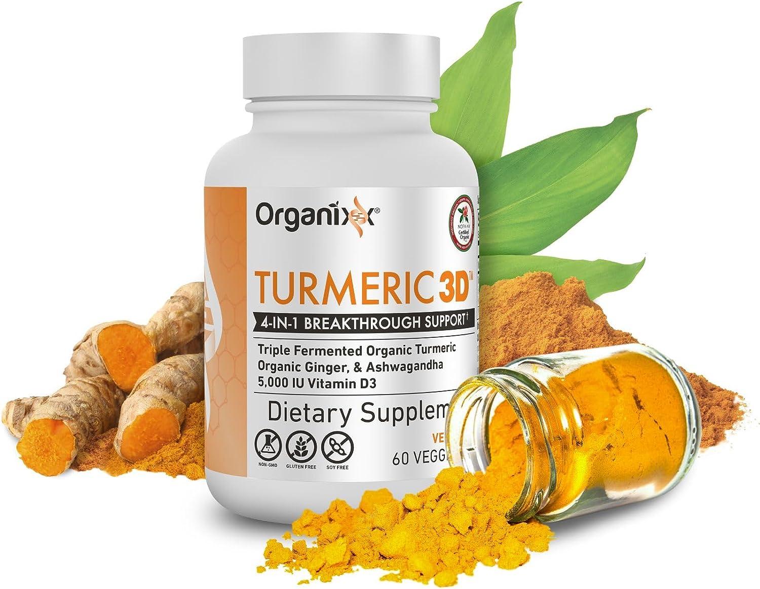 Organixx Turmeric Curcumin Immune Support with Ginger, Ashwagandha ...