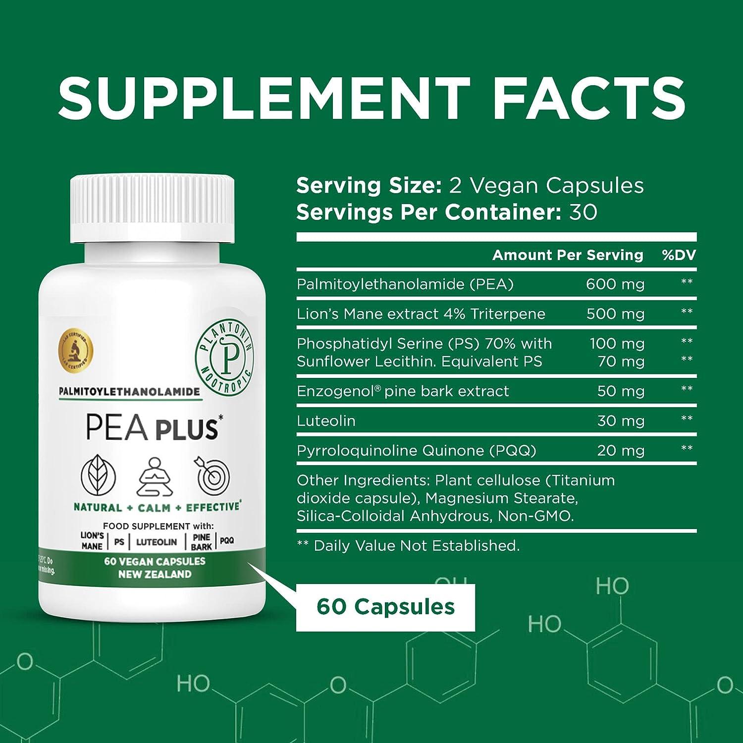 Plantonin New Zealand Pea PEA & Luteolin Joint Support - 600mg ...