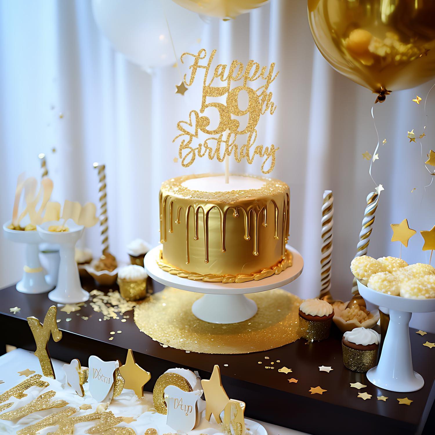 Happy 59th Birthday Cake Topper 59 Birthday Decorations for Women/Men ...