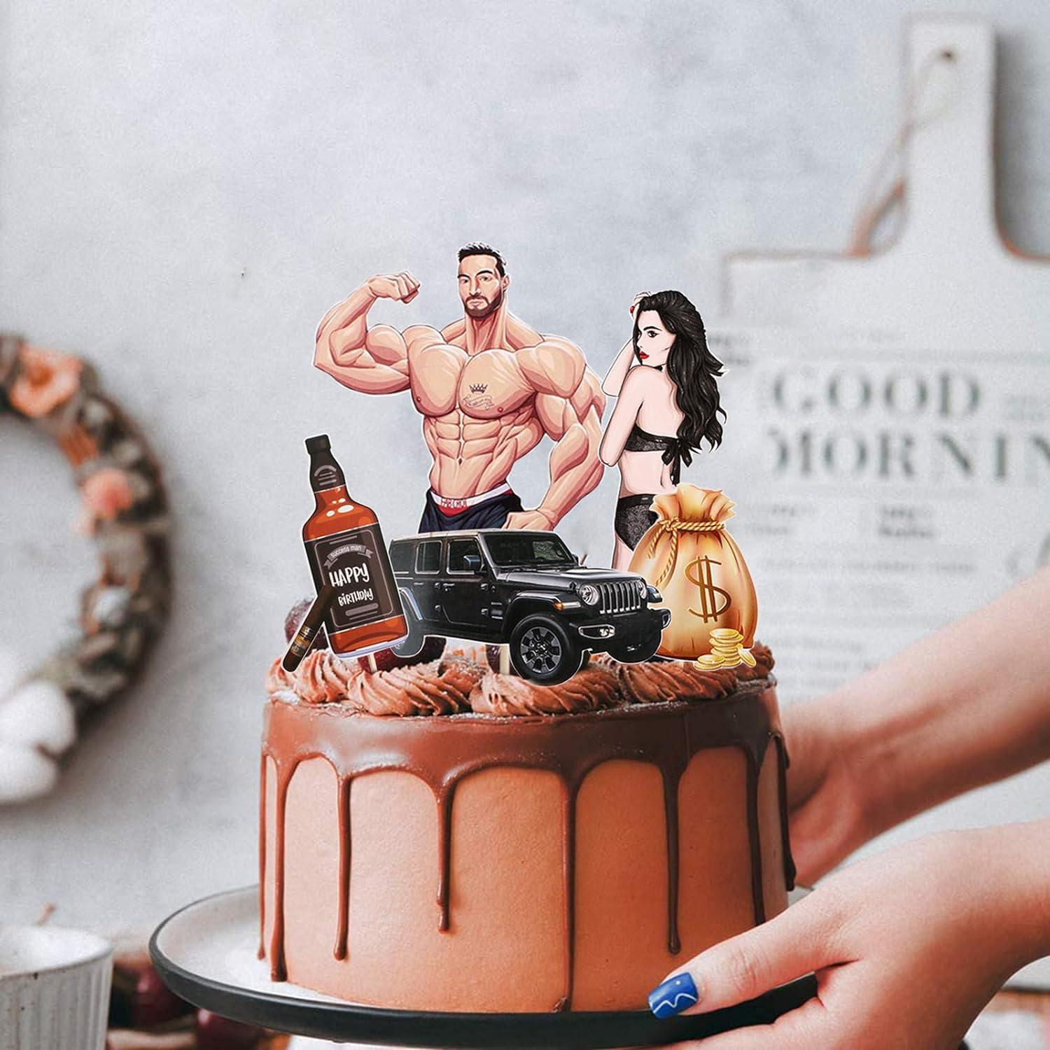 Pack of 5 Muscular Man Cake Decoration Birthday Happy Birthday Cake ...