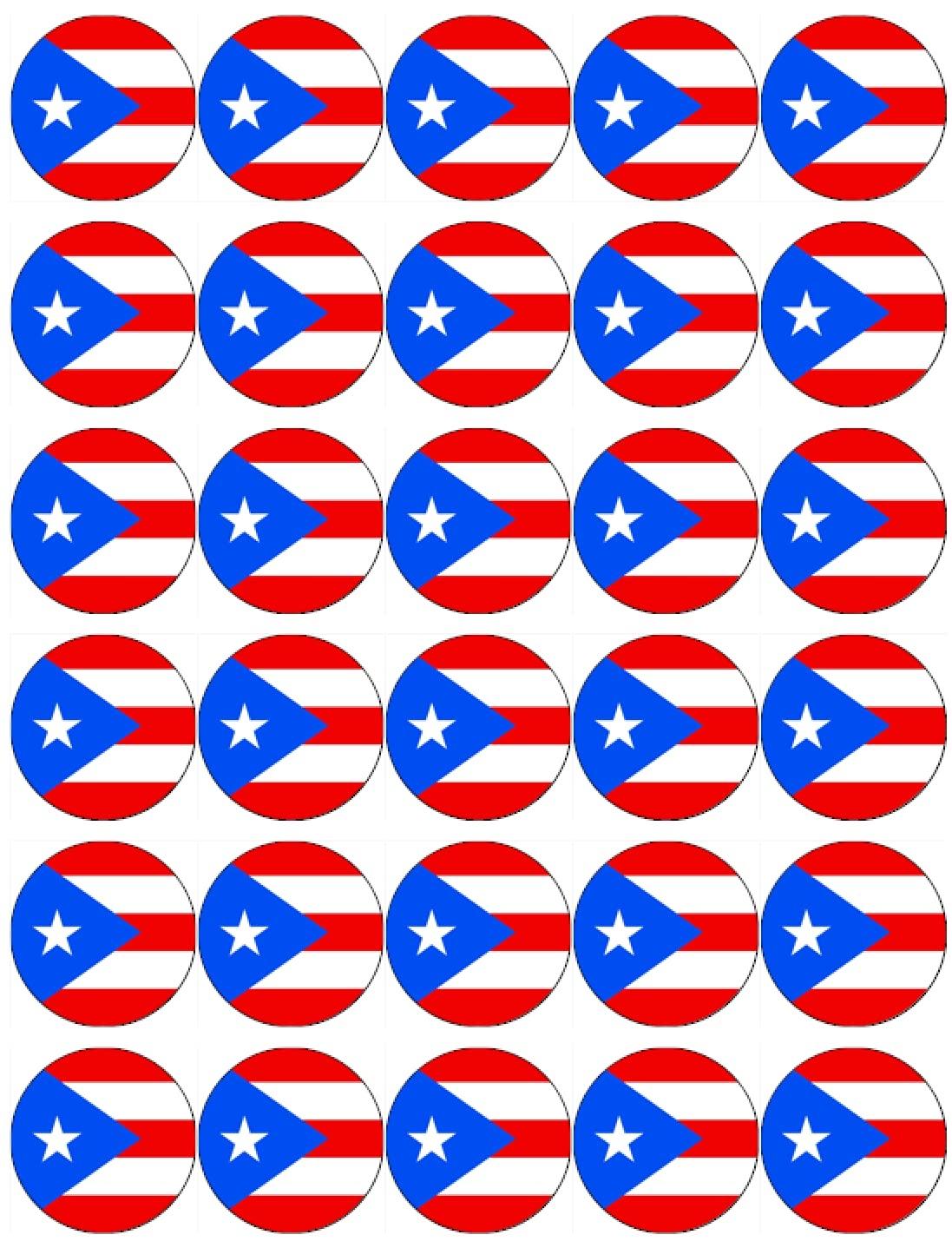 30 Puerto Rico Flags Cupcake Toppers Edible Wafer Paper Fairy Cake ...