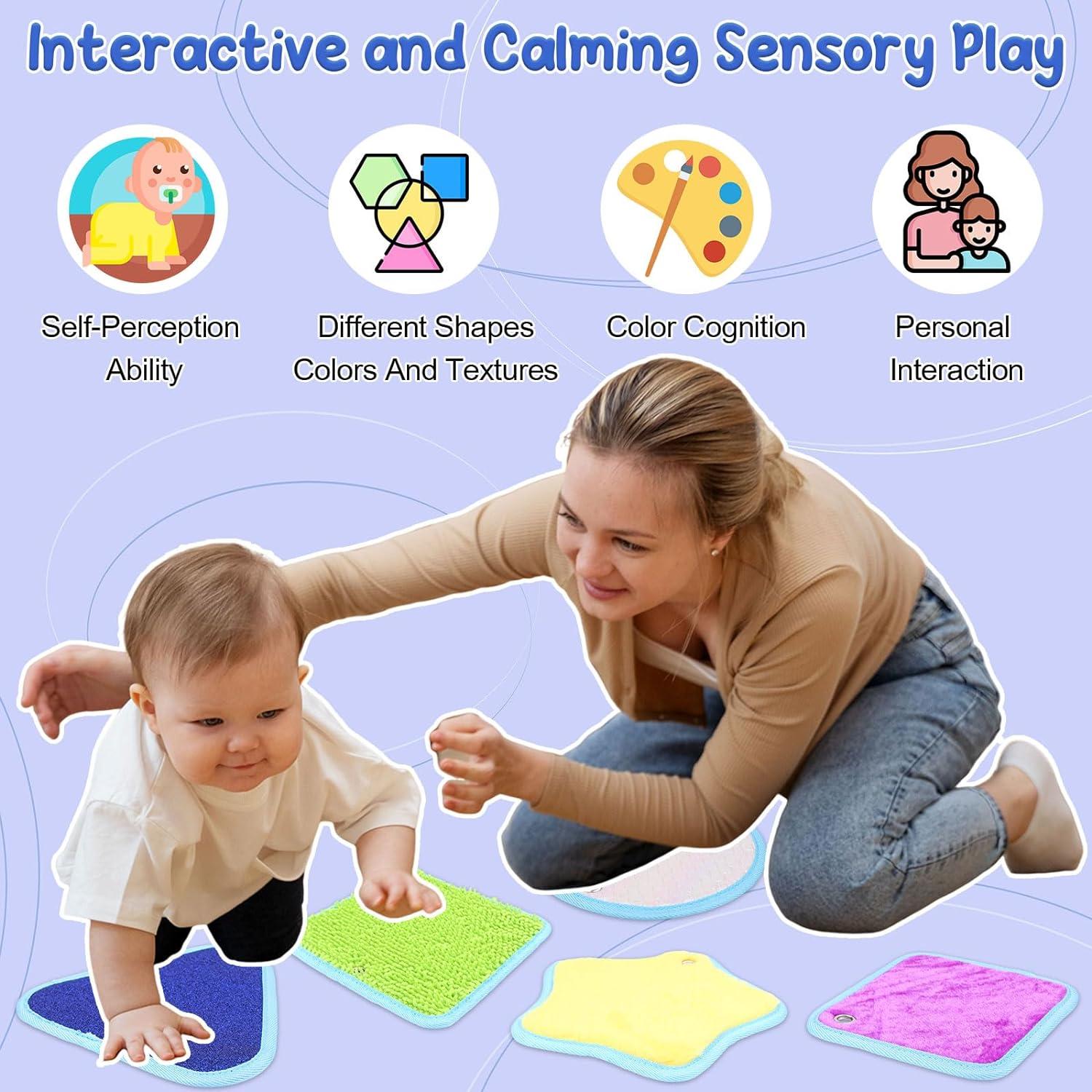 Sensory Mats Set - 9 Mini Textured Play Tiles for Tactile Educational ...