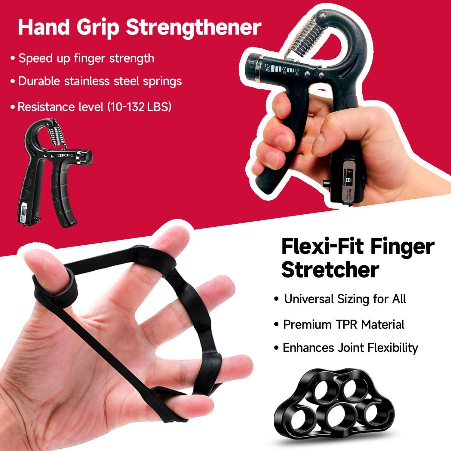 Fitbeast 5-Part Hand Trainer Set - Adjustable Resistance Gripper Finger ...