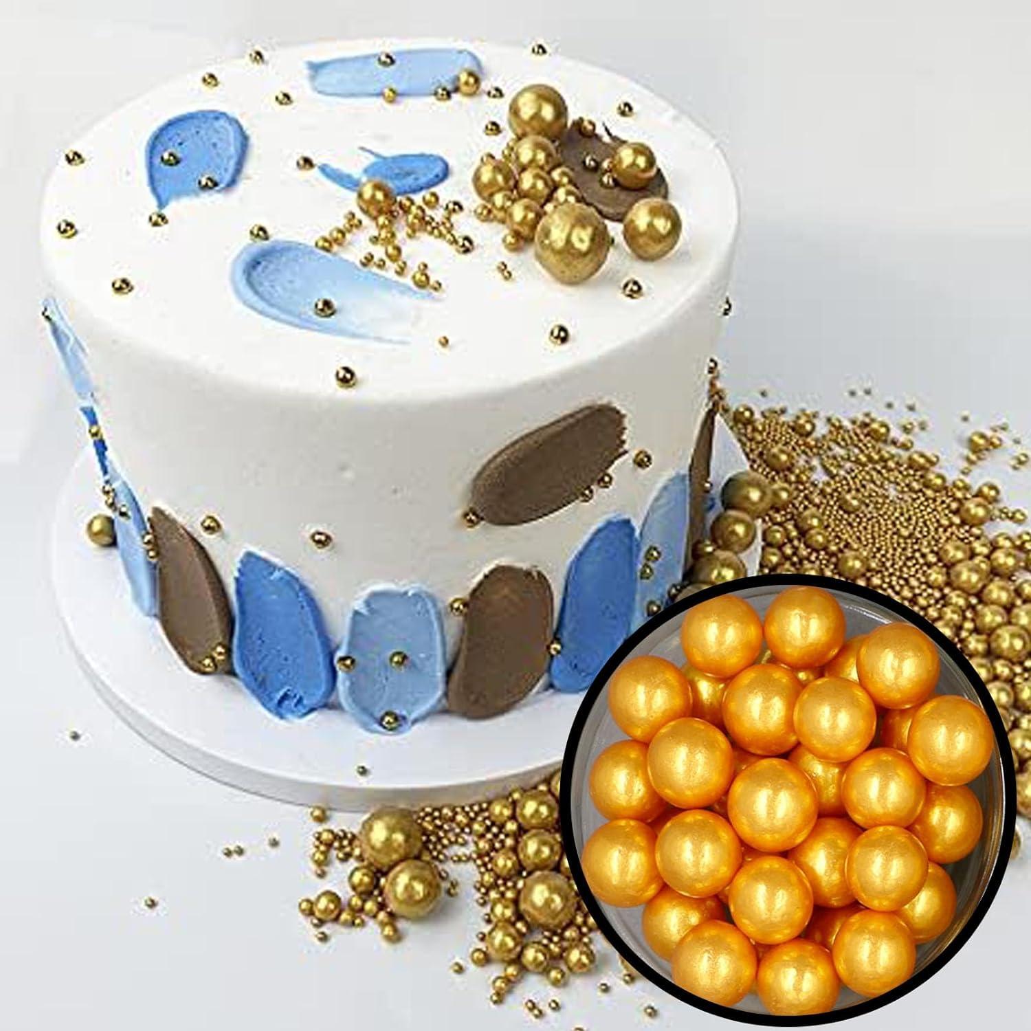 Select Edible Pearls Baked With Love | 130g | Gold Sugar Cake Sprinkles ...