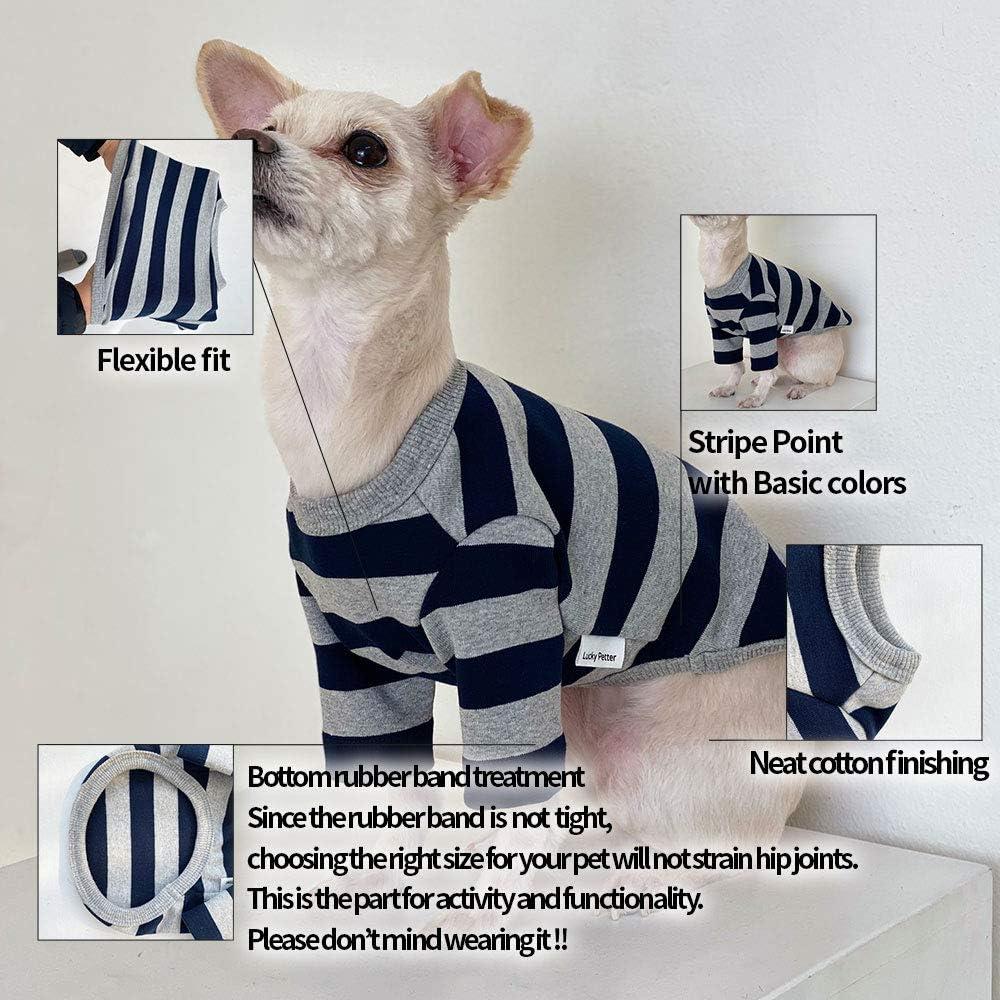 Lucky Petter Large Dog Cotton Rugby Striped T-Shirt in Pink/Gray - Soft ...
