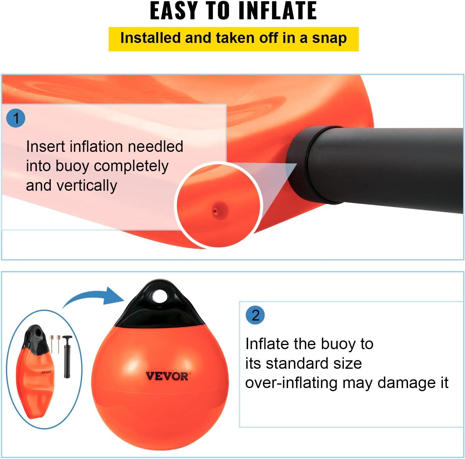 VEVOR 15 Inflatable Boat Buoy Balls - Heavy-Duty Marine-Grade PVC ...