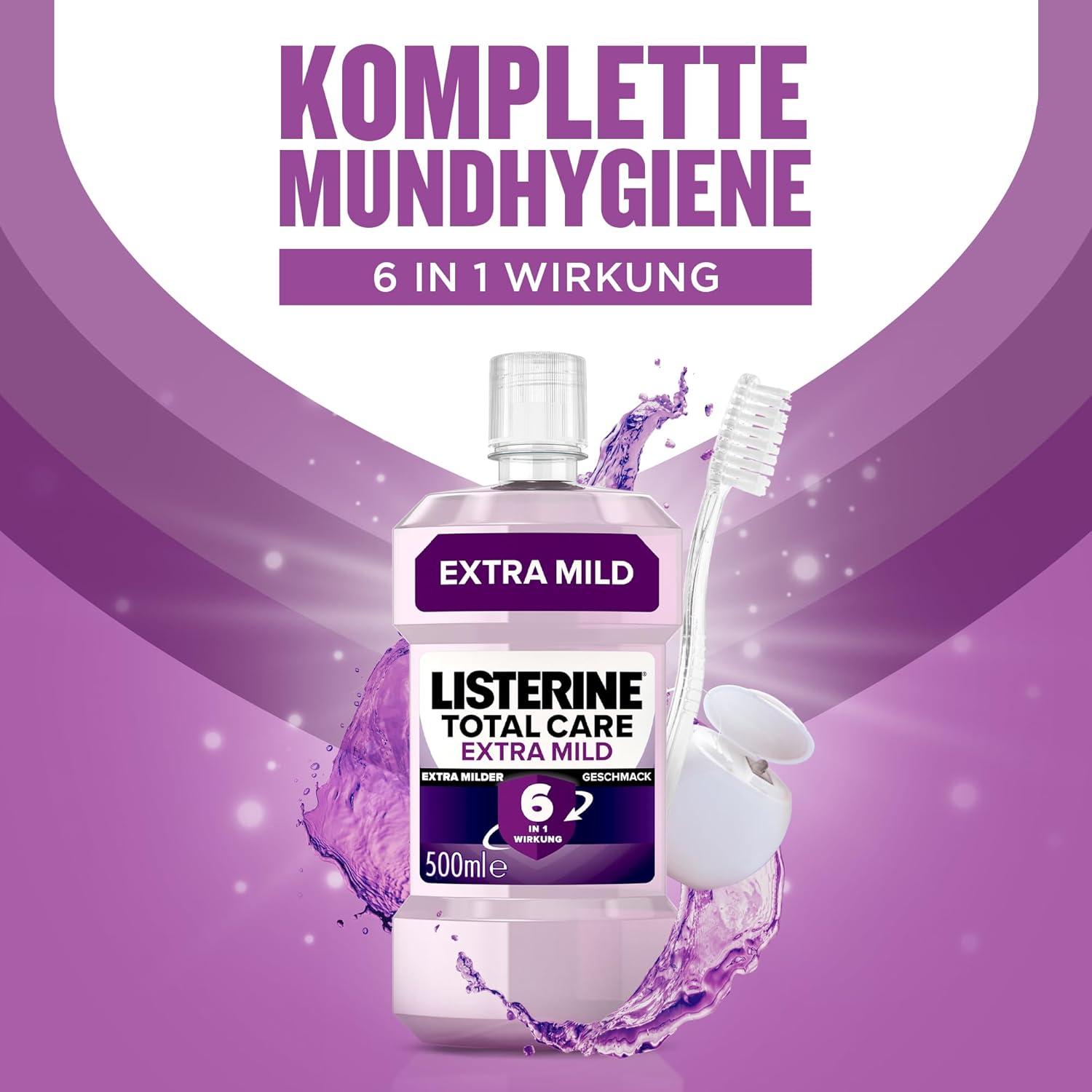 Buy Listerine Total Care Extra Mild Mouthwash 500ml - Alcohol-Free 6-in ...