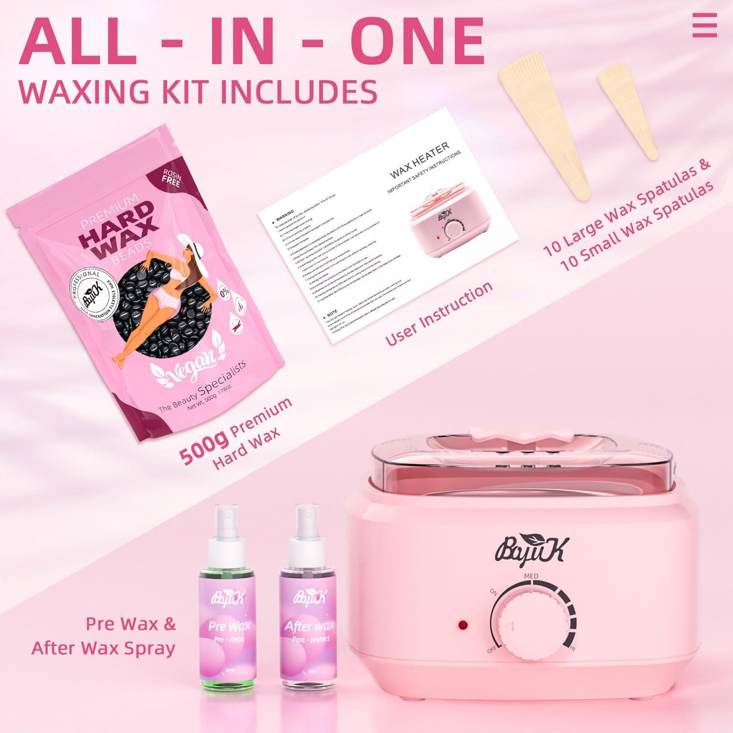 BOYUJK Professional Waxing Kit - 500g Black Wax Beads, Wax Pot ...